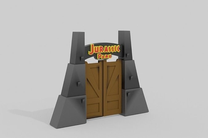 3D model Low Poly Jurassic Park Entry Gates VR / AR / low-poly | CGTrader