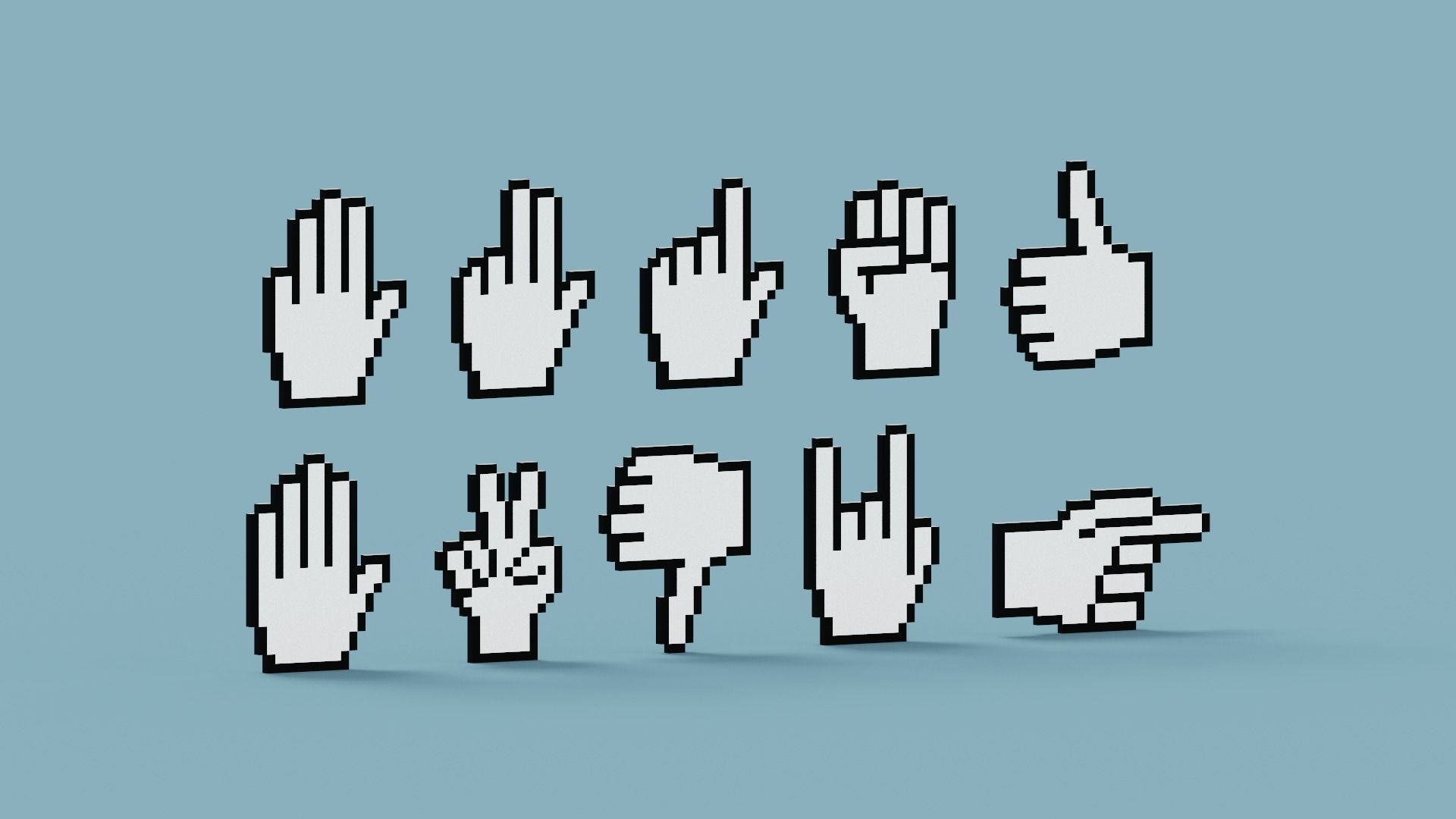 3D model Pixel Hand Icons VR / AR / low-poly | CGTrader