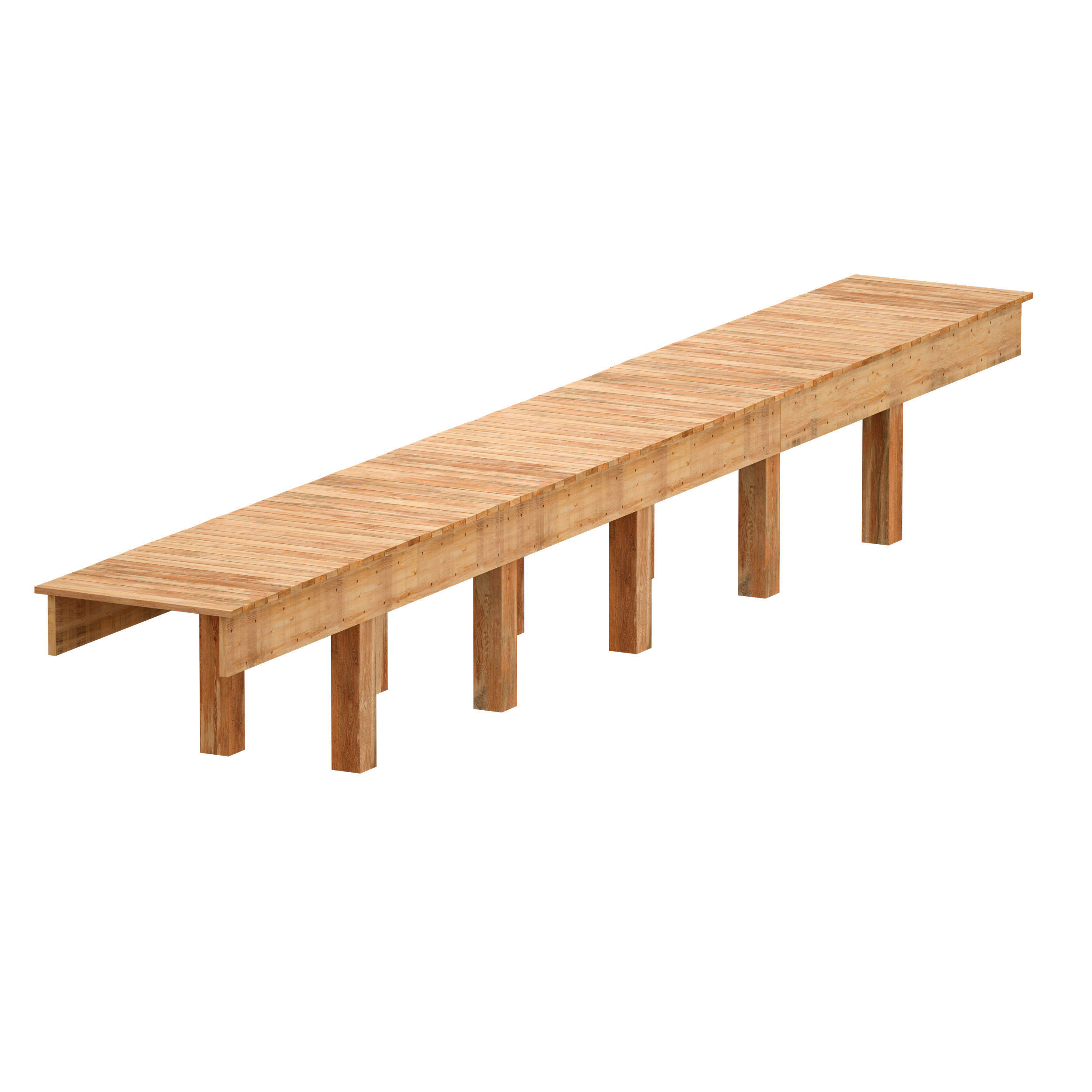 Wooden board bridge across the river 3D model | CGTrader