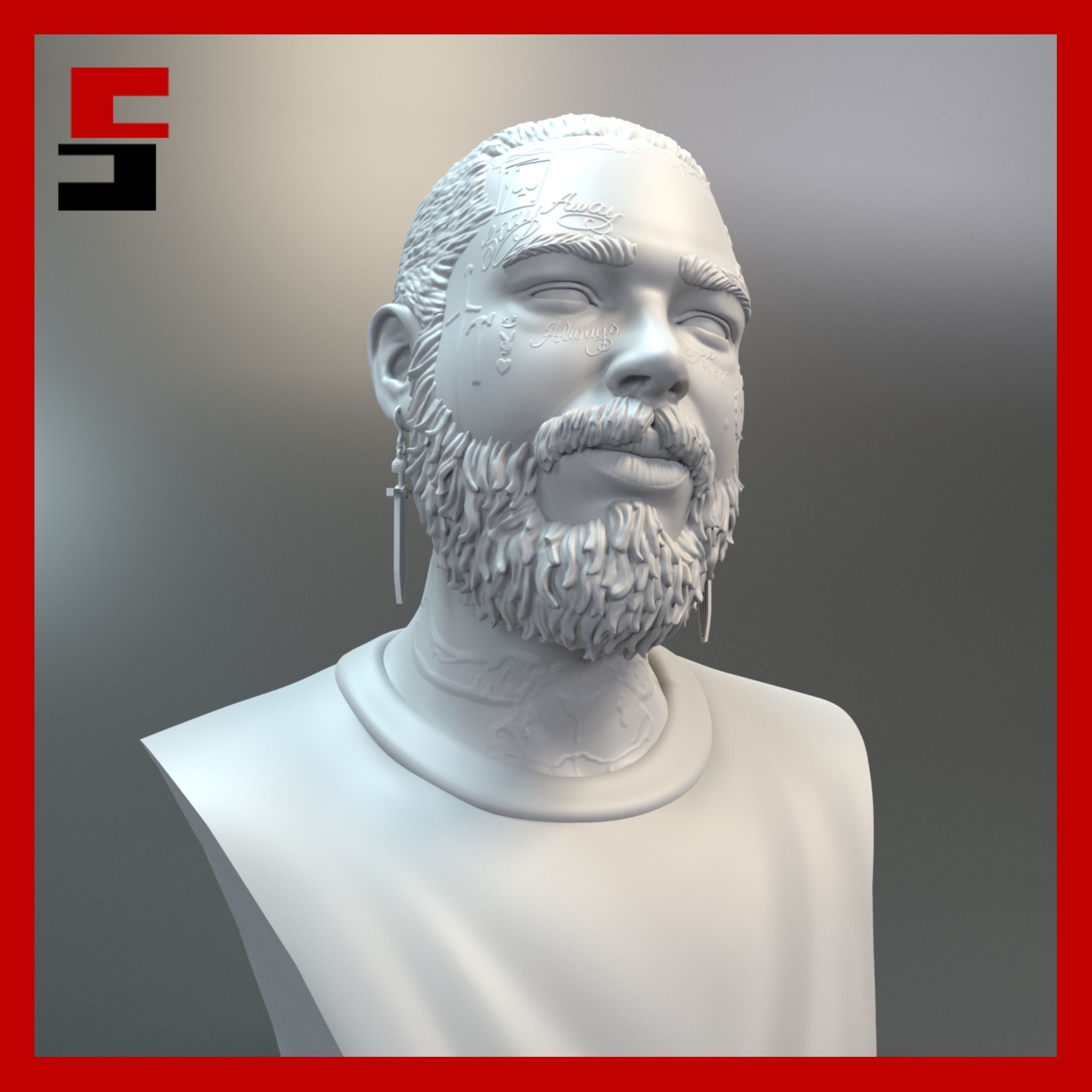 Post Malone Bust Statue Sculpture Head Face Austin Post 3D model 3D ...