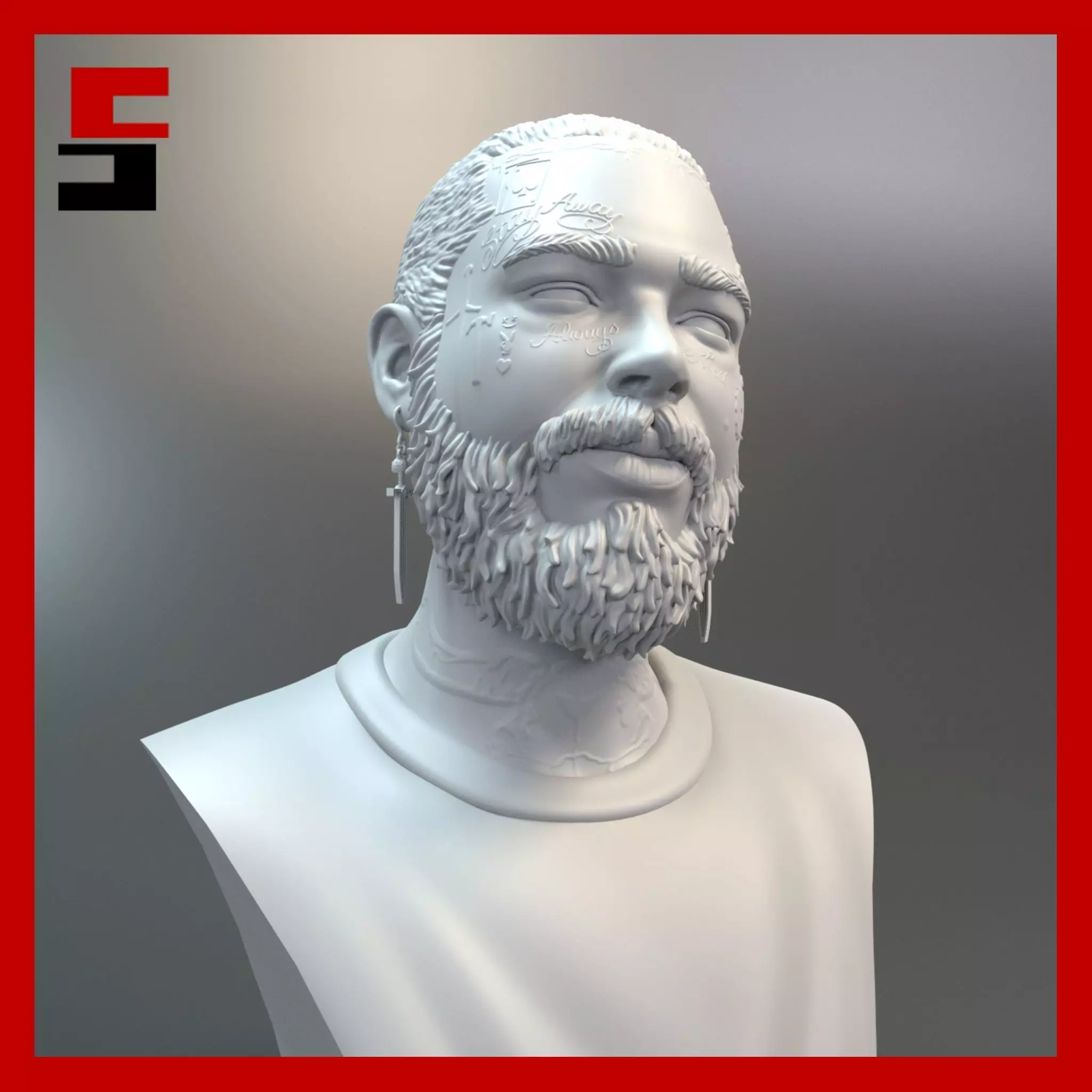 Post Malone Bust Statue Sculpture Head Face Austin Post 3D model 3D ...