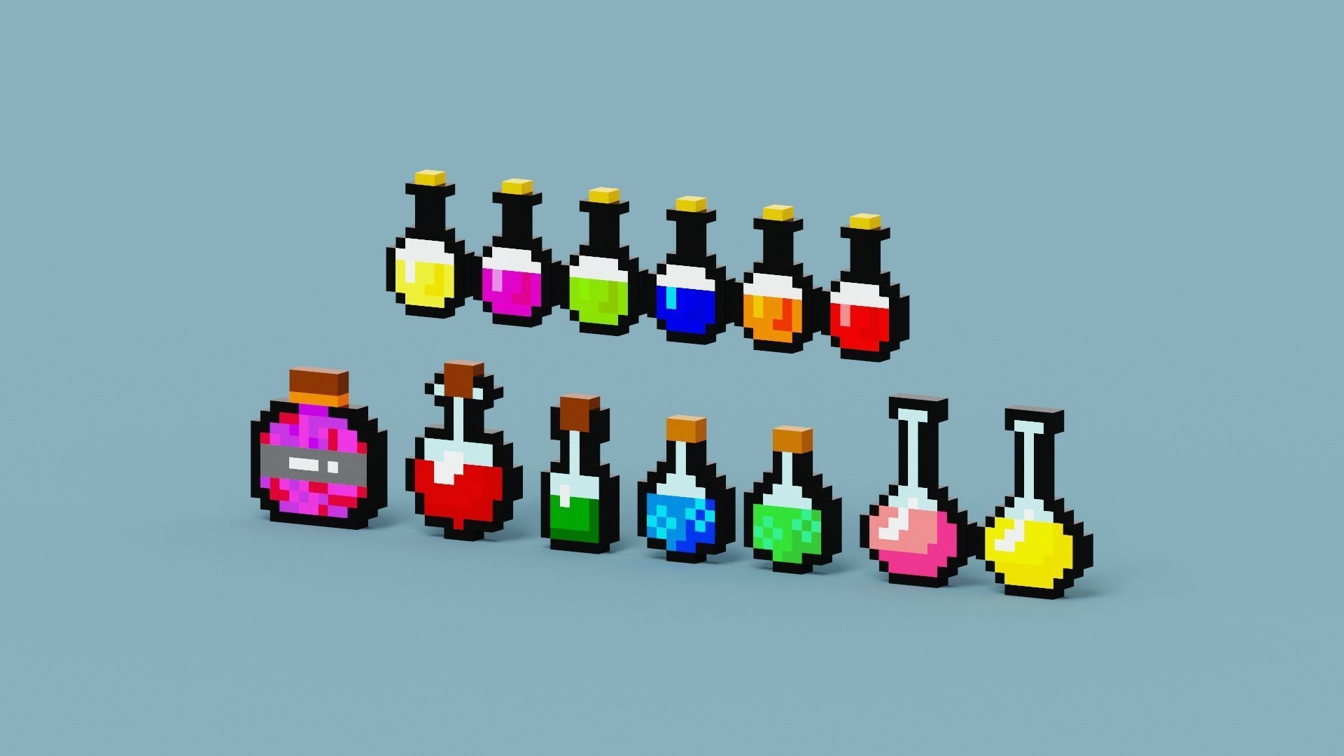 3D model Pixel Potion Pack VR / AR / low-poly | CGTrader