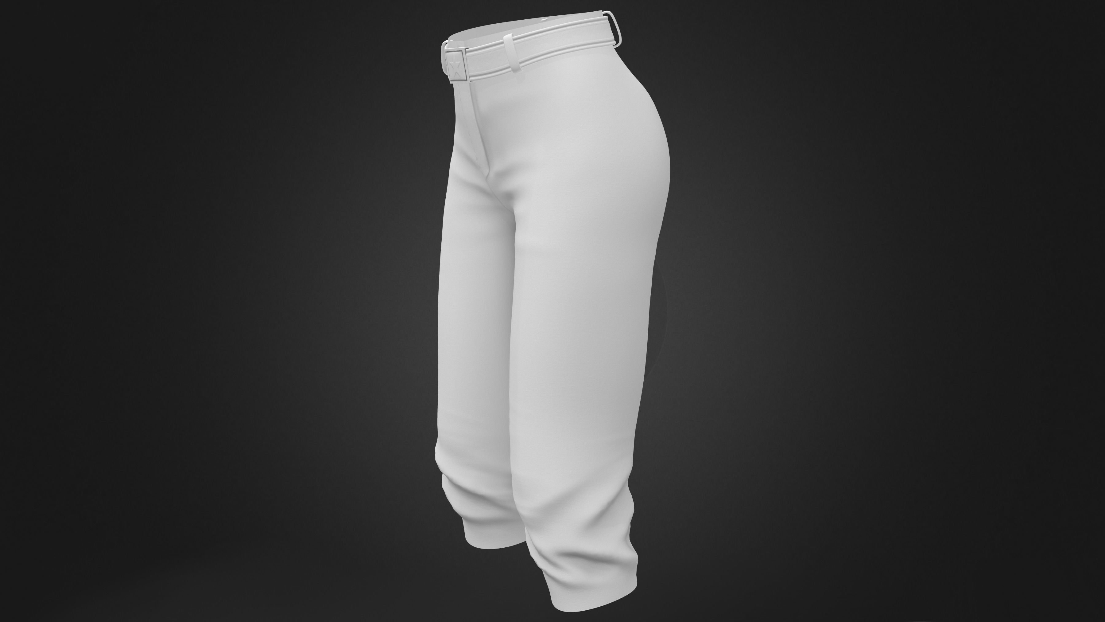 3D model Tucked in Style Short Legs Pants With Belt VR / AR / low-poly ...