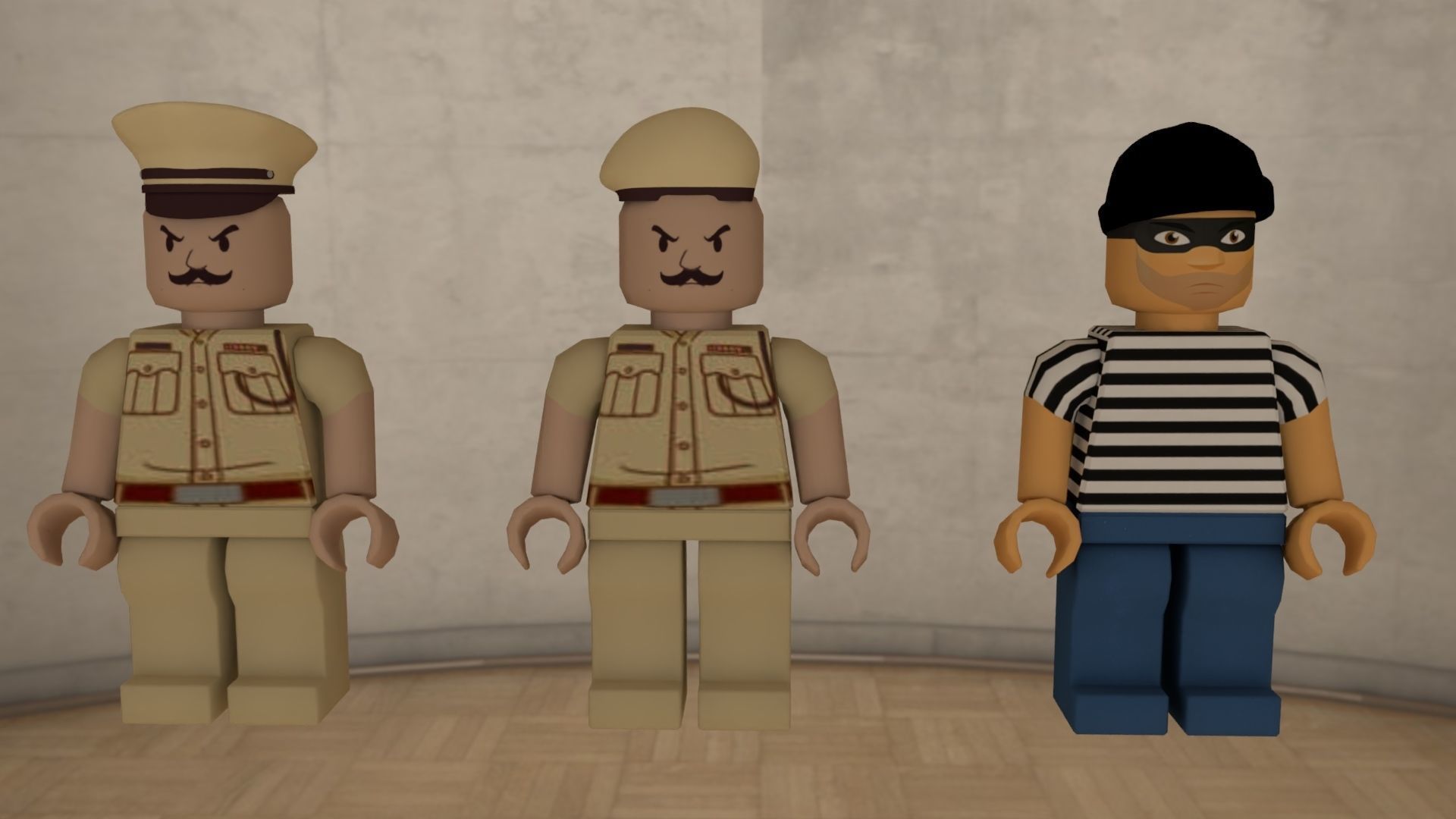 indian police constable and thief 3D model | CGTrader
