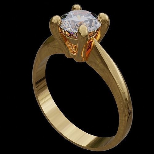 1ct diamond solitaire engagement ring US size 7 3D model 3D printable ...