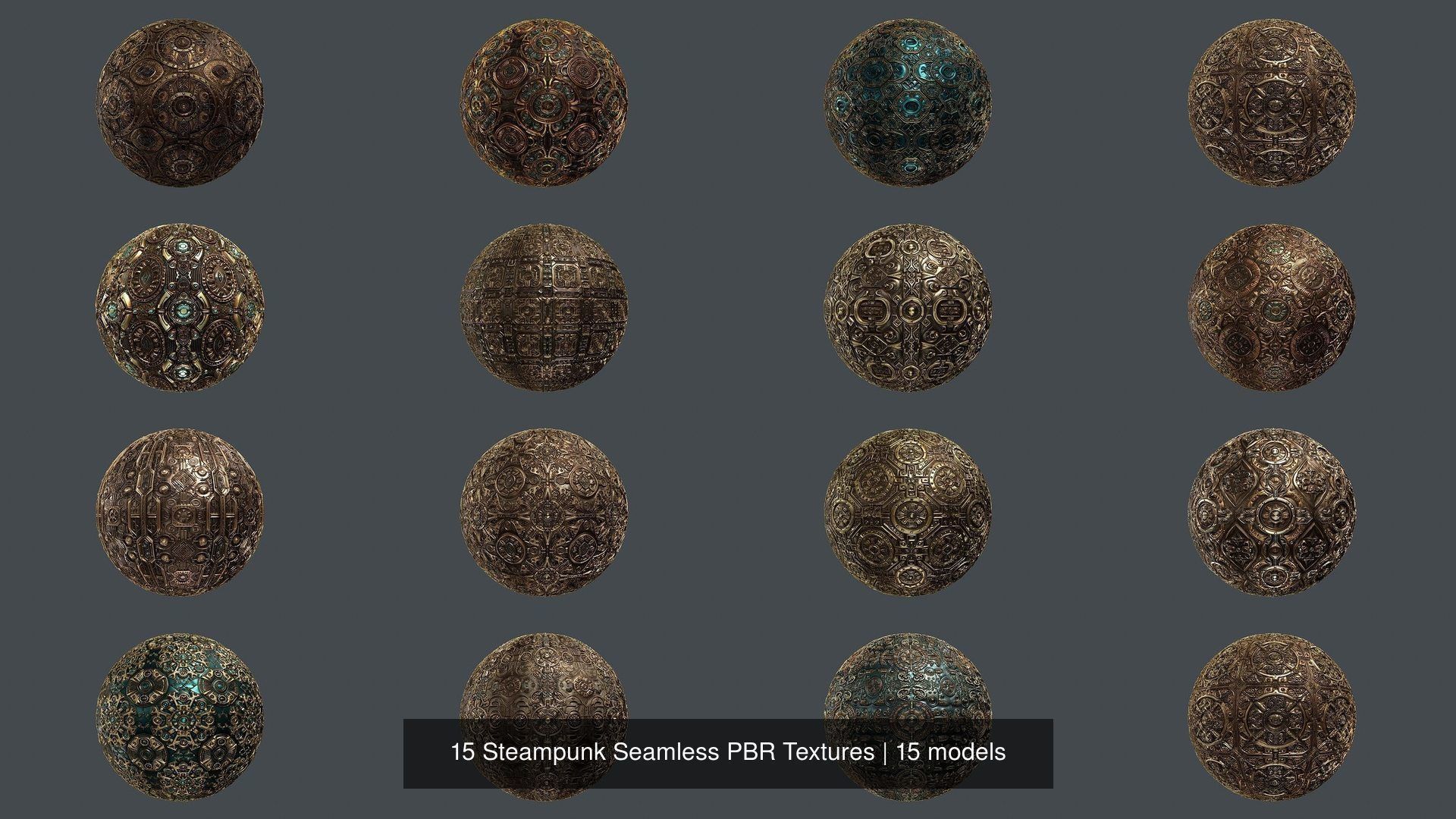 15 Steampunk Seamless PBR Textures 3D Model Collection | CGTrader