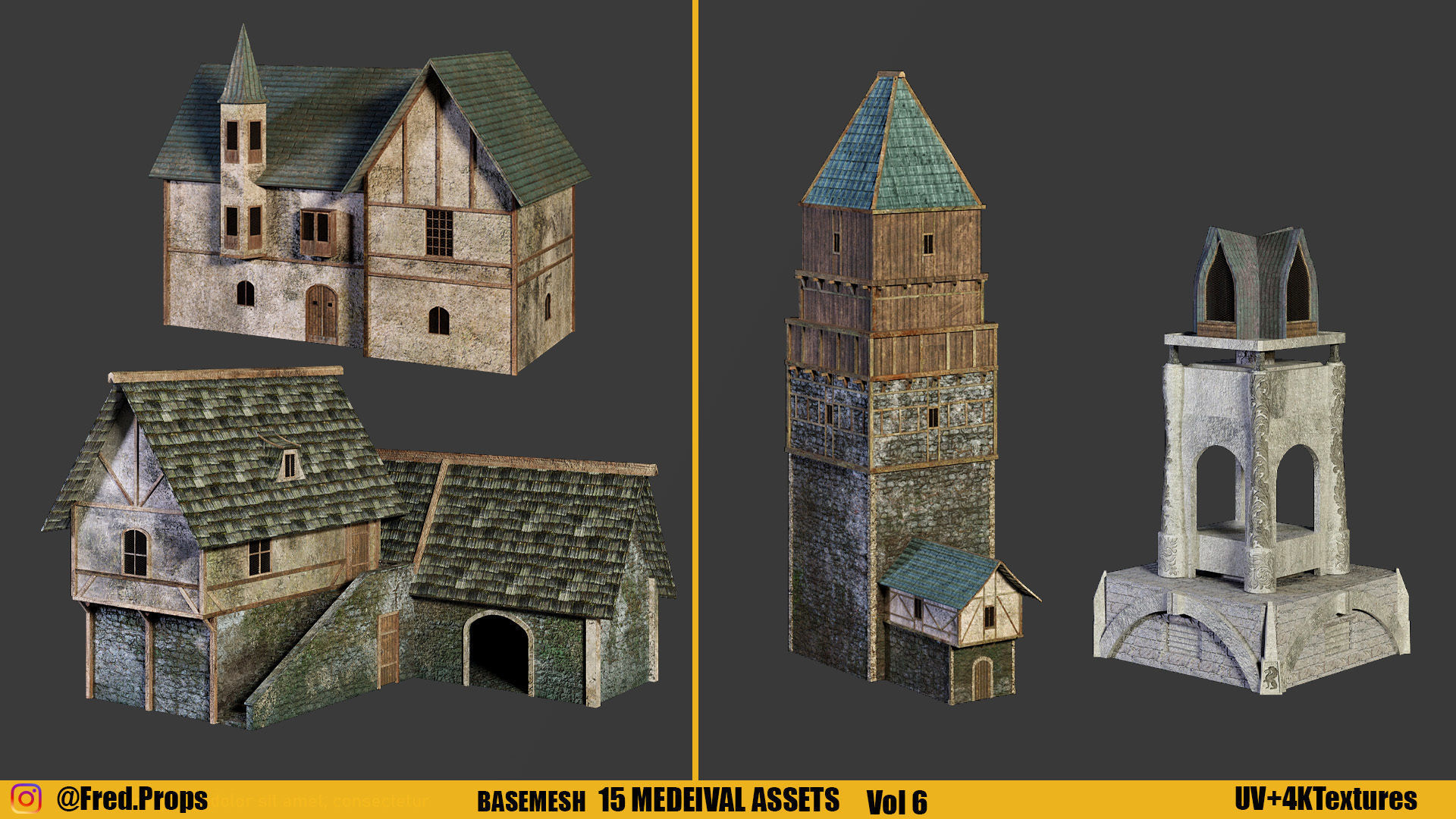 3D model Kitbash Medieval Assets Textures Vol 6 VR / AR / low-poly ...