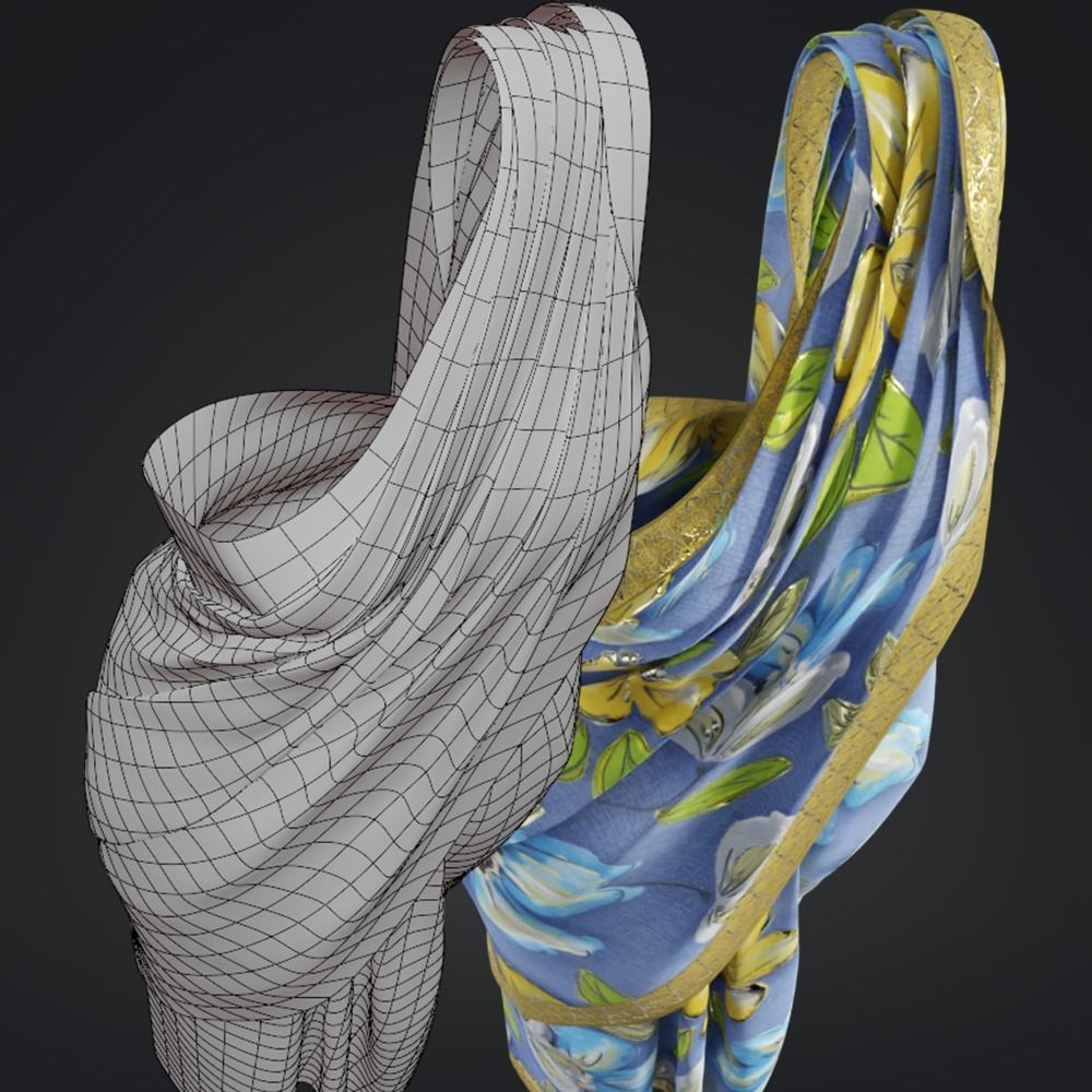 3D model Indian Casual Saree A 3D model with Textures VR / AR / low ...