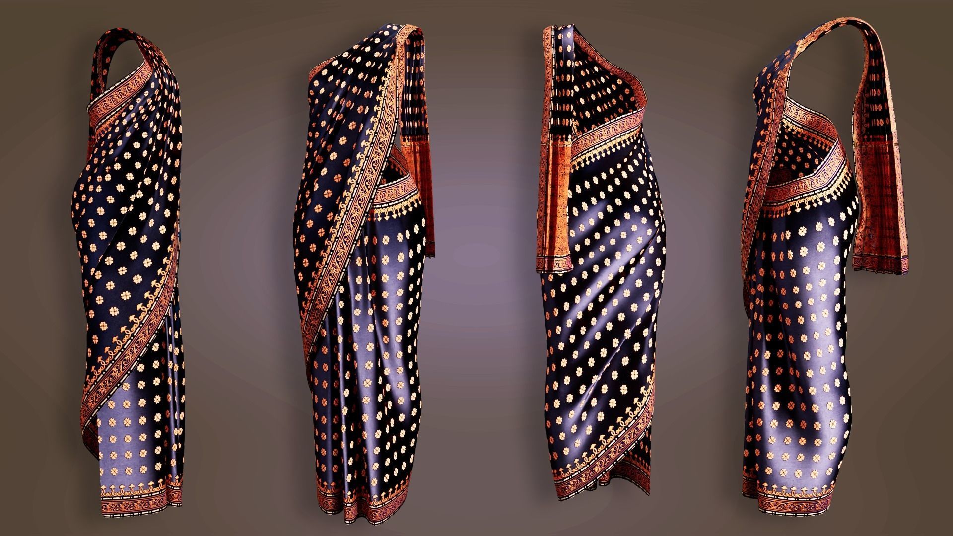 3D model Indian Casual Saree A 3D model with Textures VR / AR / low ...