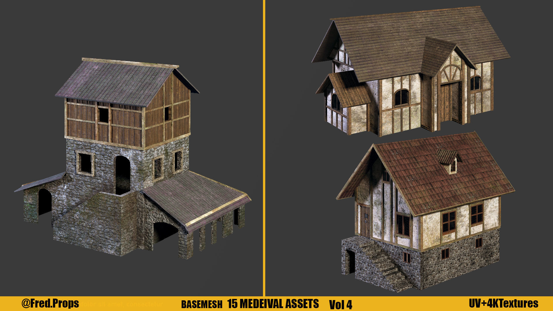 3D model Kitbash Medieval Assets Textures Vol 4 VR / AR / low-poly ...