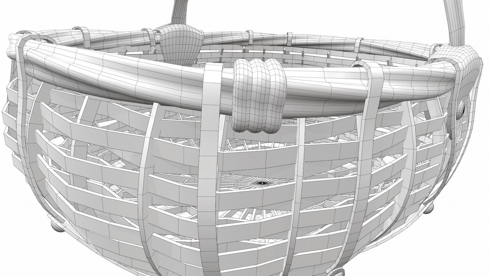 Modern wooden wicker basket 3D model | CGTrader