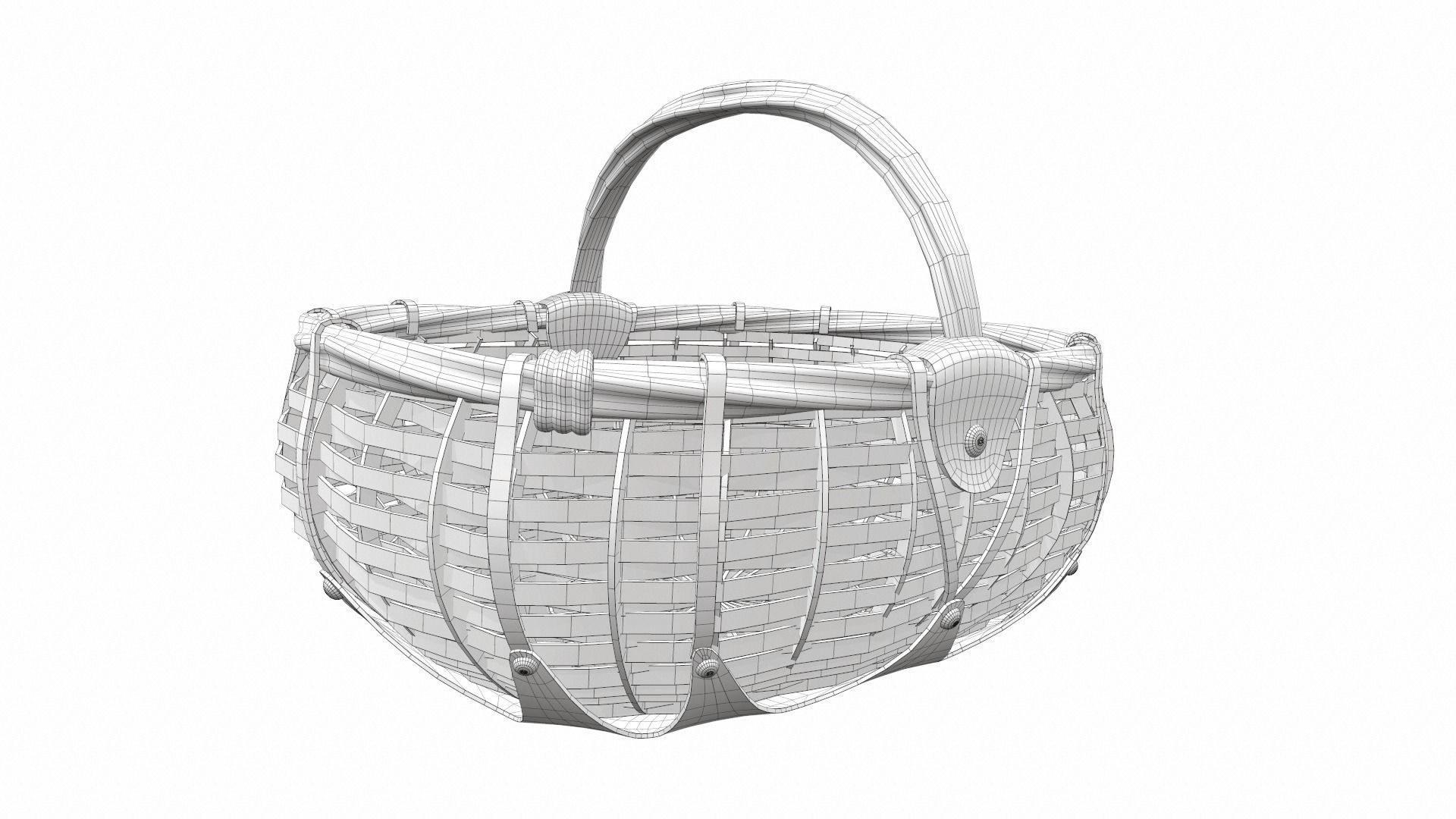 Modern wooden wicker basket 3D model | CGTrader