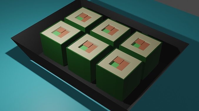 Sushi four cubes in box 3D model | CGTrader