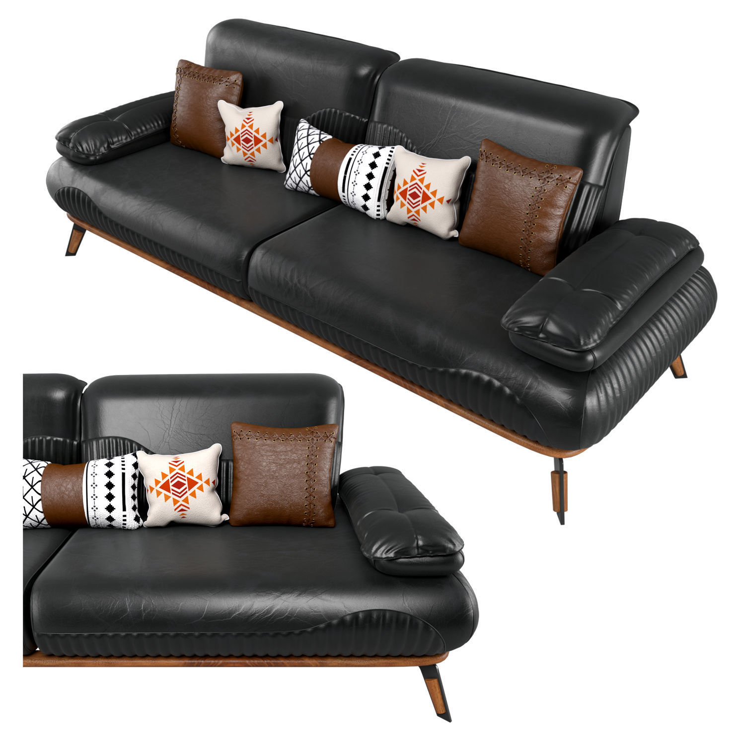 Aria Bed and Wooden Leg Sofa Set 3D model | CGTrader