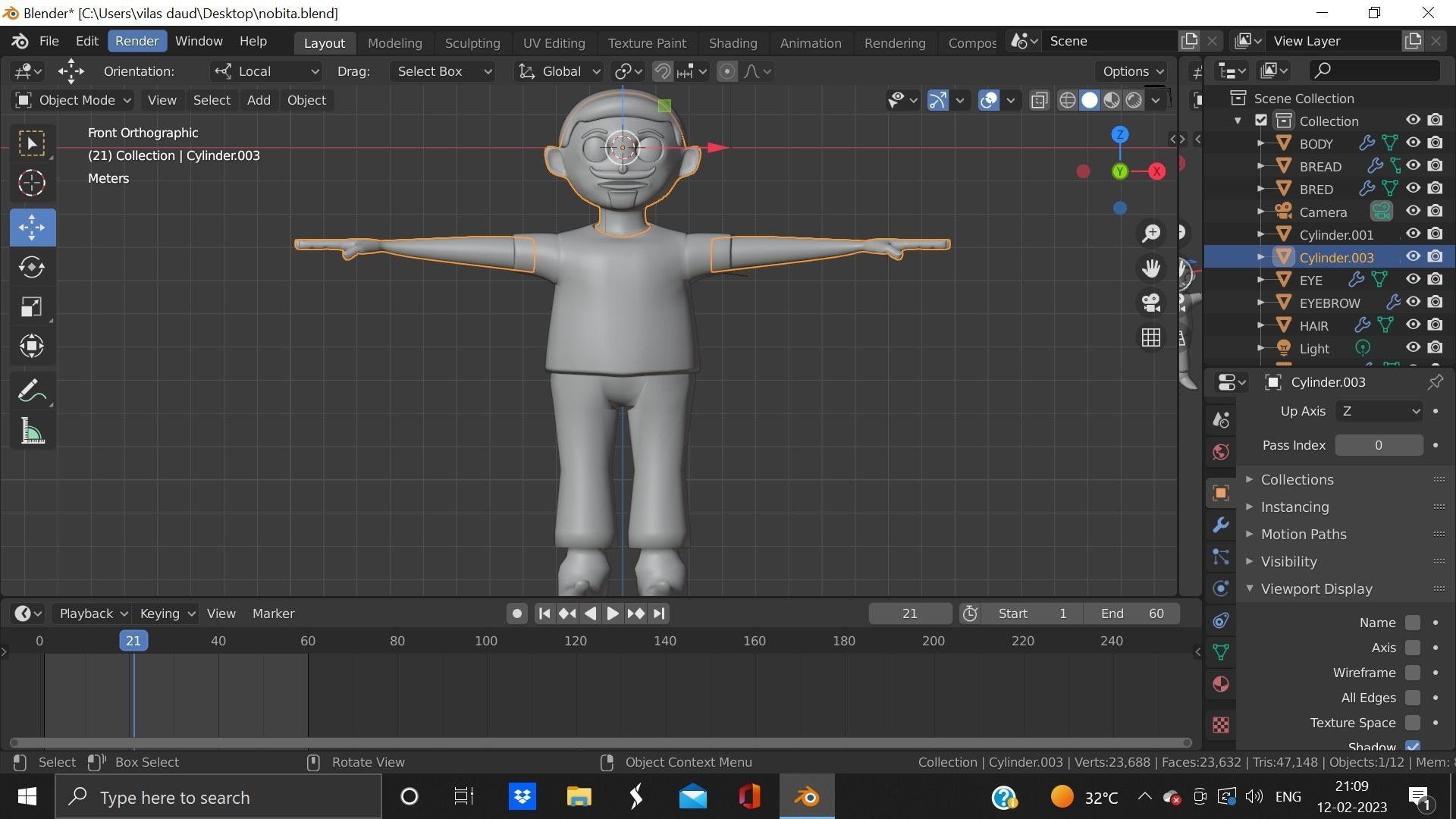 3D SIMPLE CARTOON CHARCTER MAN WITH BREAD 3D model animated | CGTrader