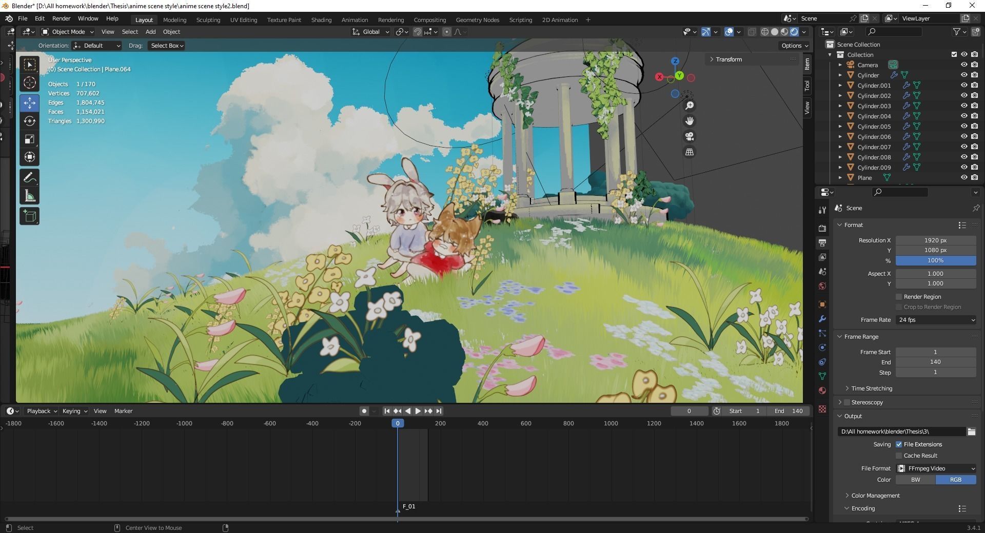 Anime scene style 3D model | CGTrader