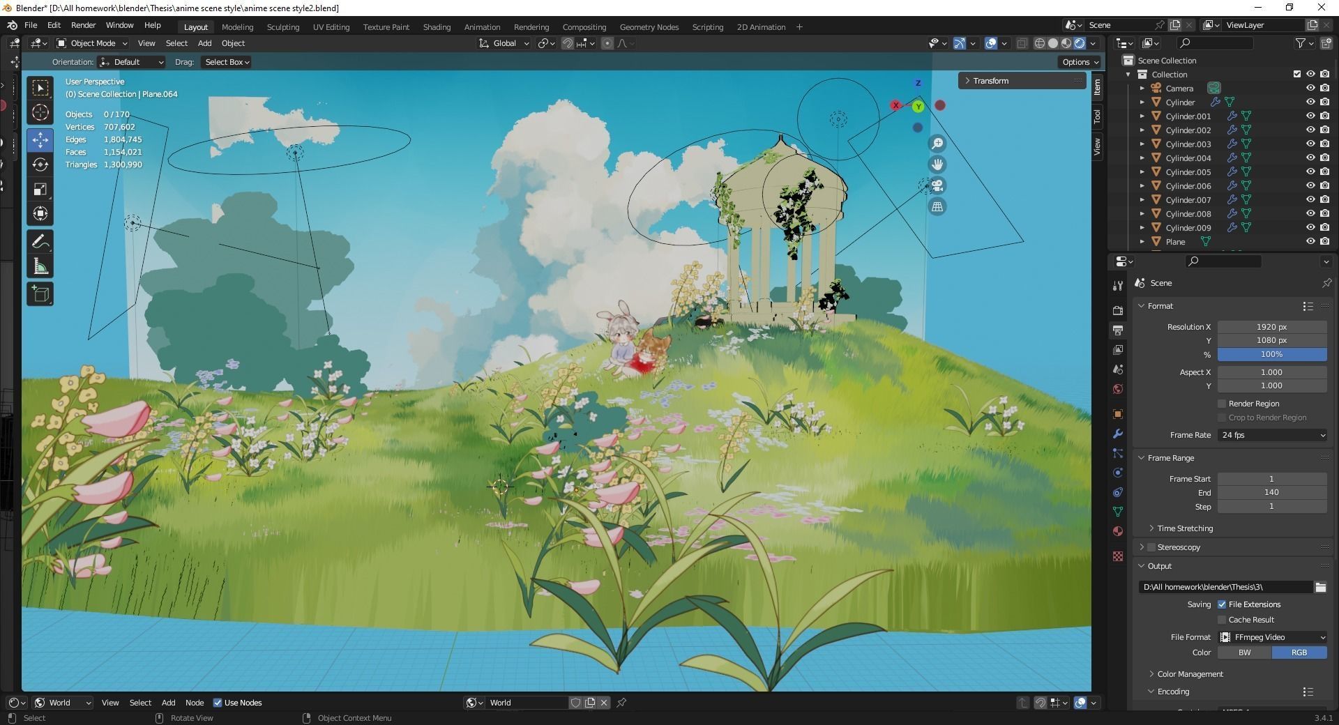 Anime scene style 3D model | CGTrader