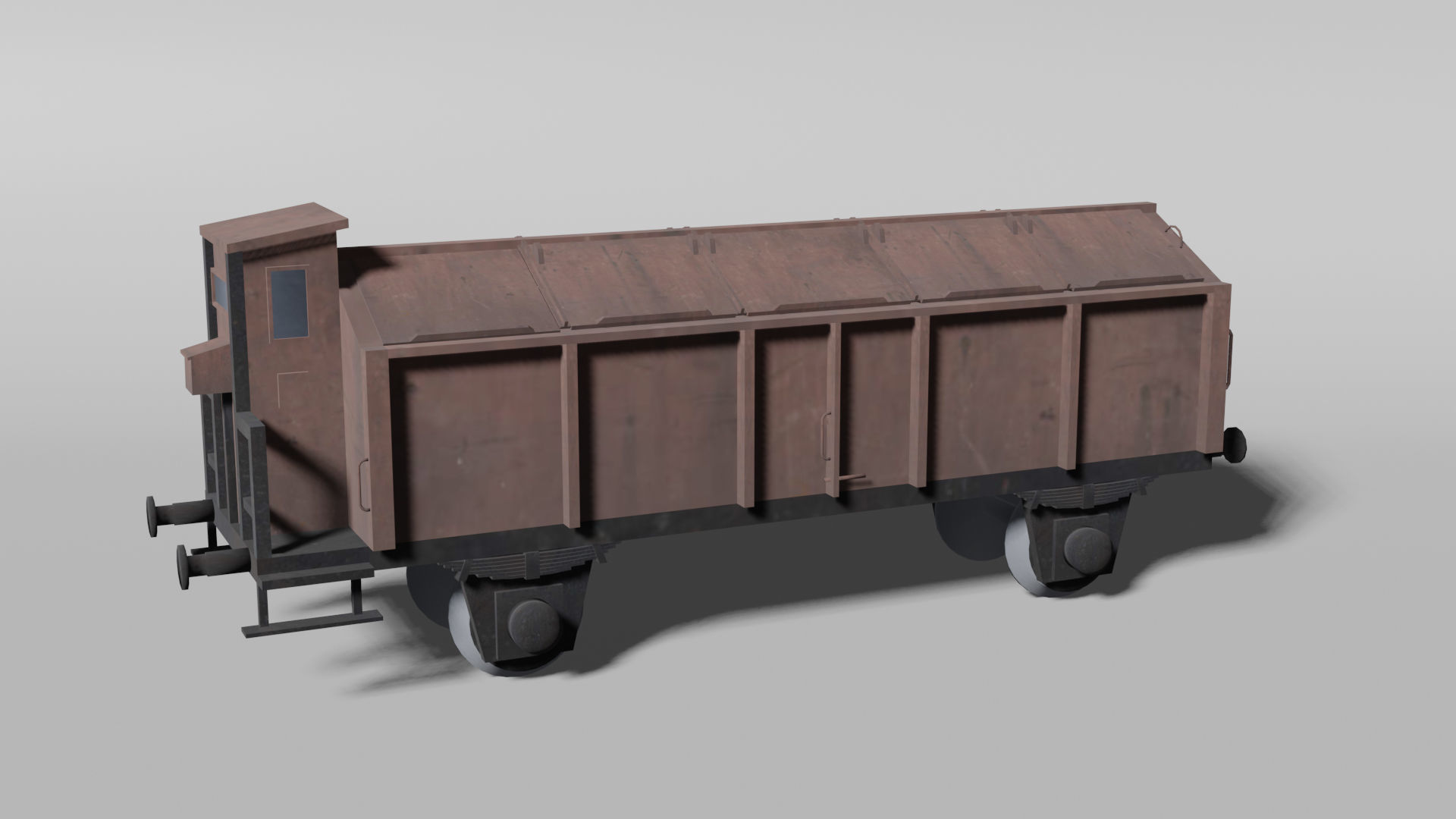 Old German lidded railcar 3D model | CGTrader