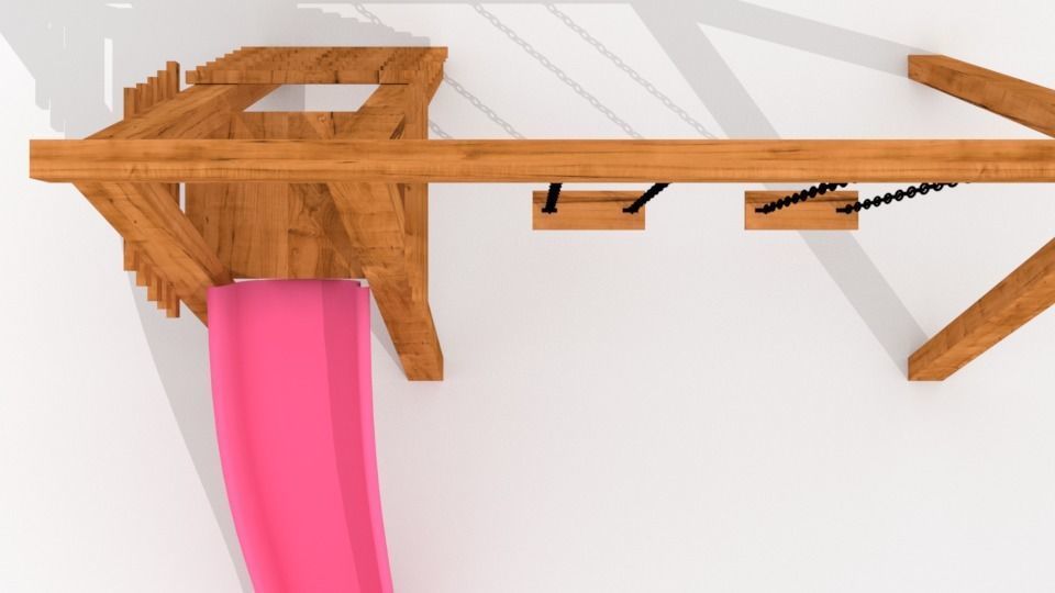 Slide wooden swing set free 3D model | CGTrader