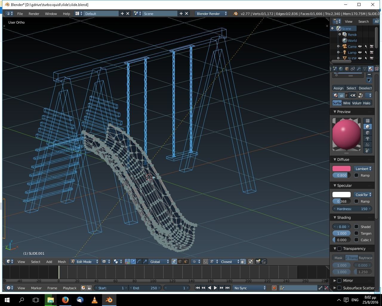 Slide wooden swing set free 3D model | CGTrader