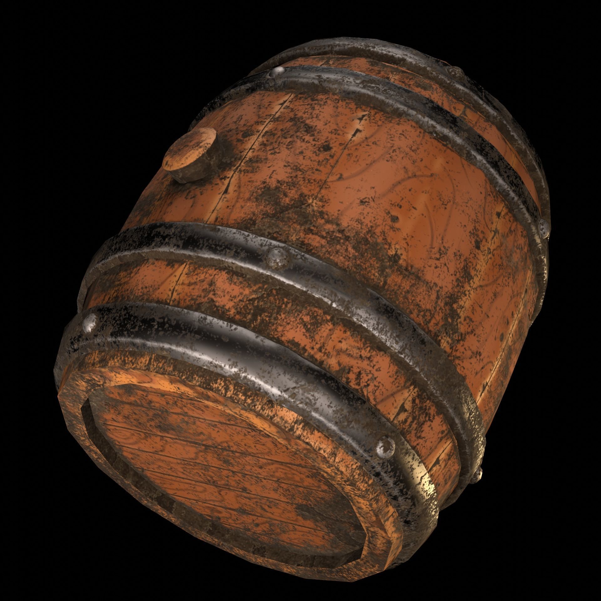 3D model Wooden Barrel Game Ready PBR Textures Low Poly 3D model VR ...