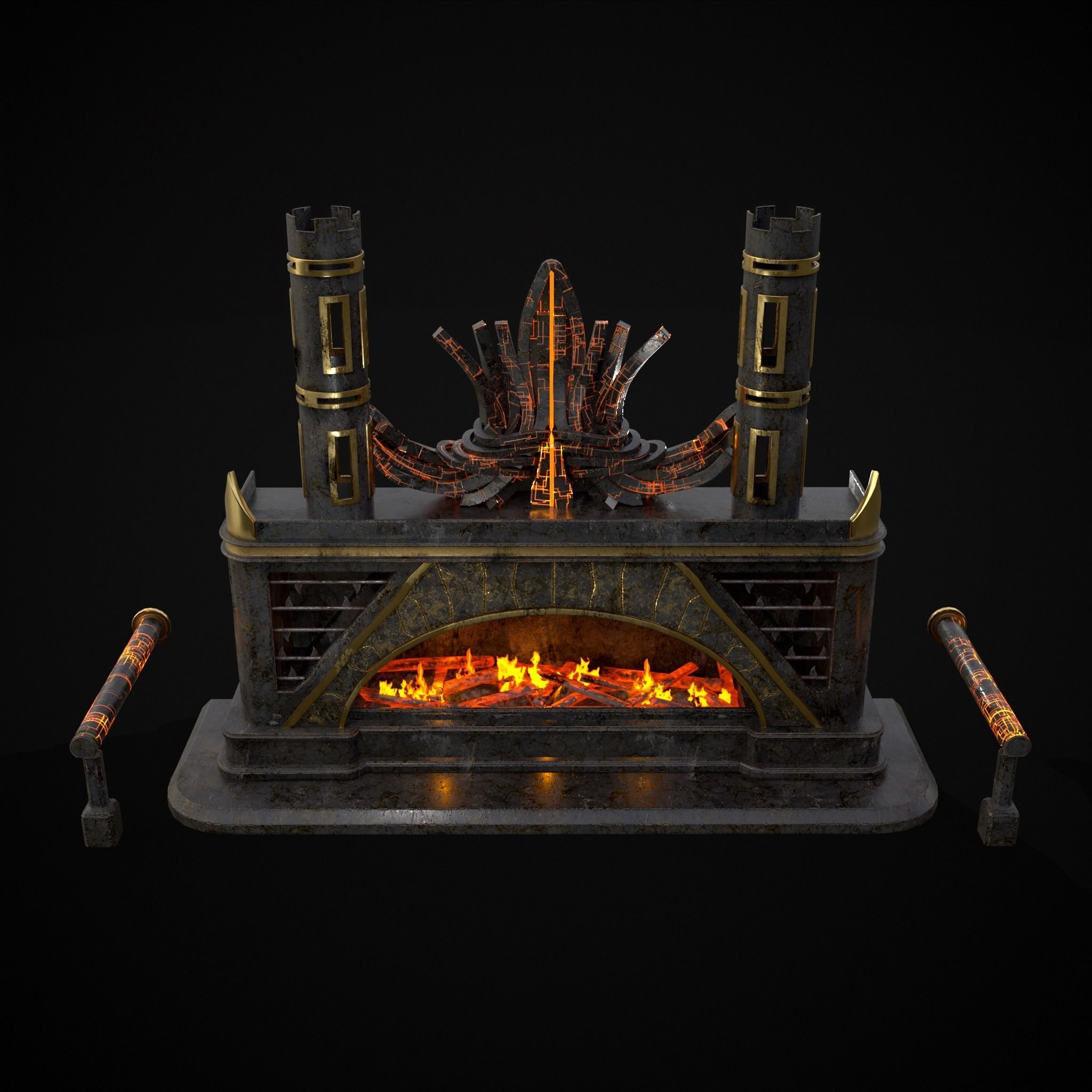 3D model Dark Sci-fi Fire Pit VR / AR / low-poly | CGTrader