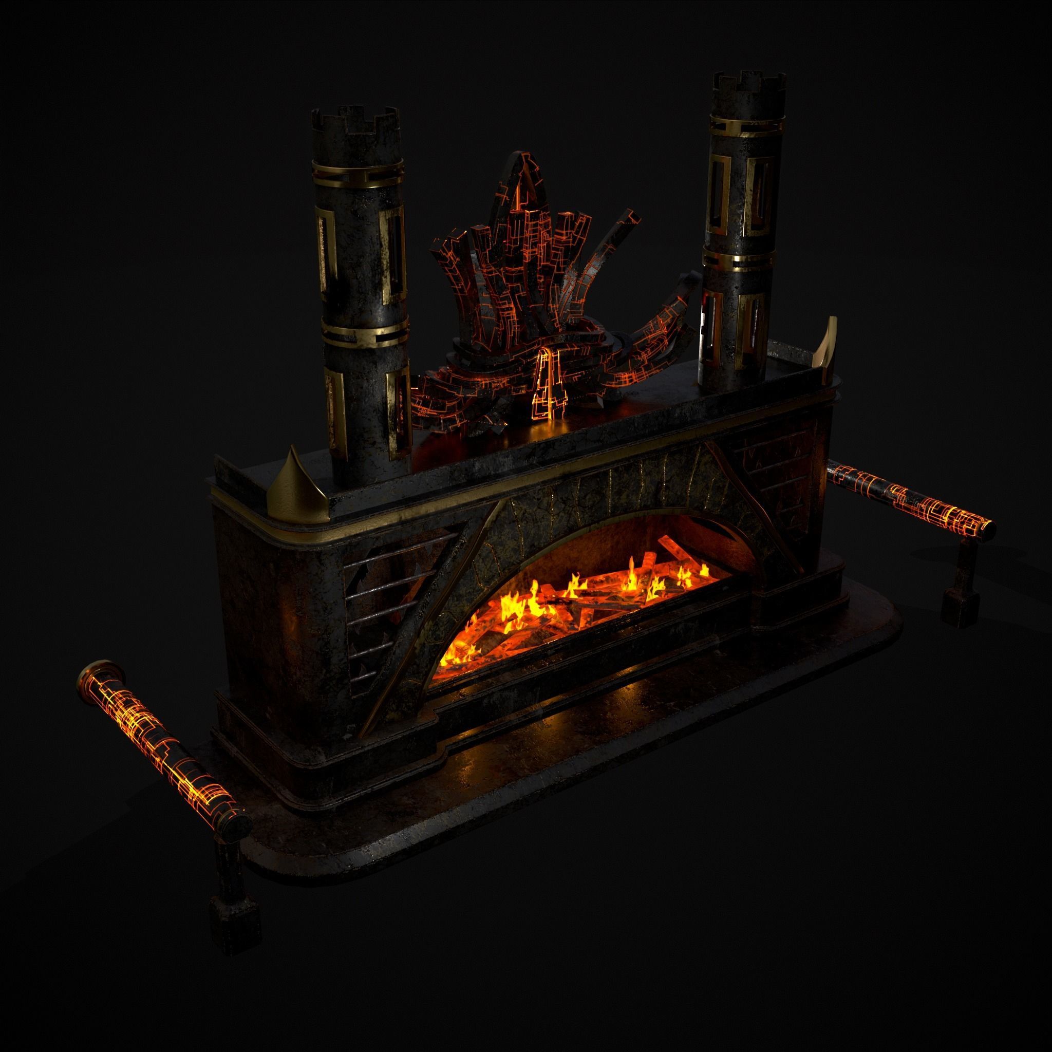 3D model Dark Sci-fi Fire Pit VR / AR / low-poly | CGTrader