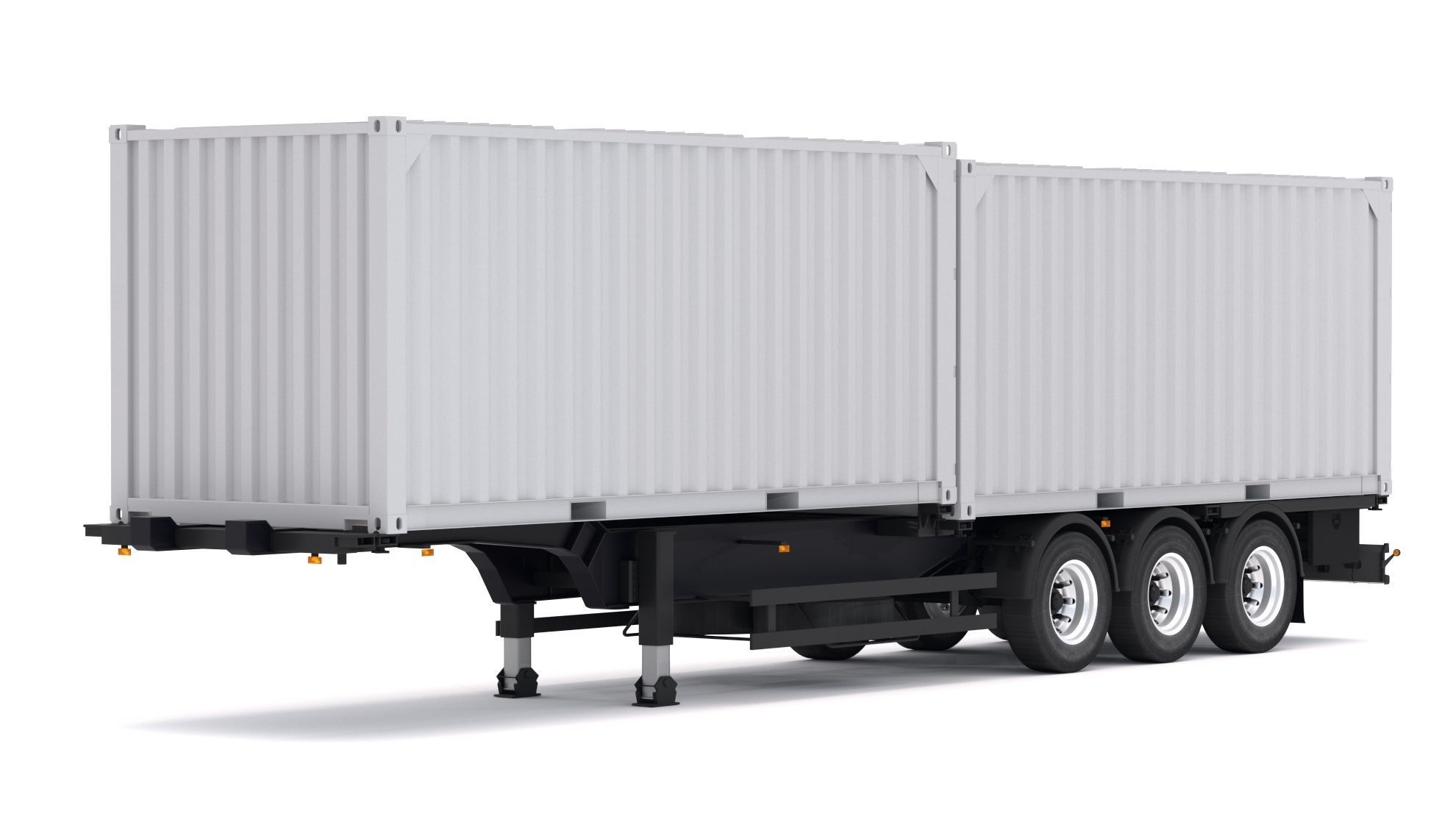 Chassis Semi Trailer with Shipping Containers 3D model | CGTrader