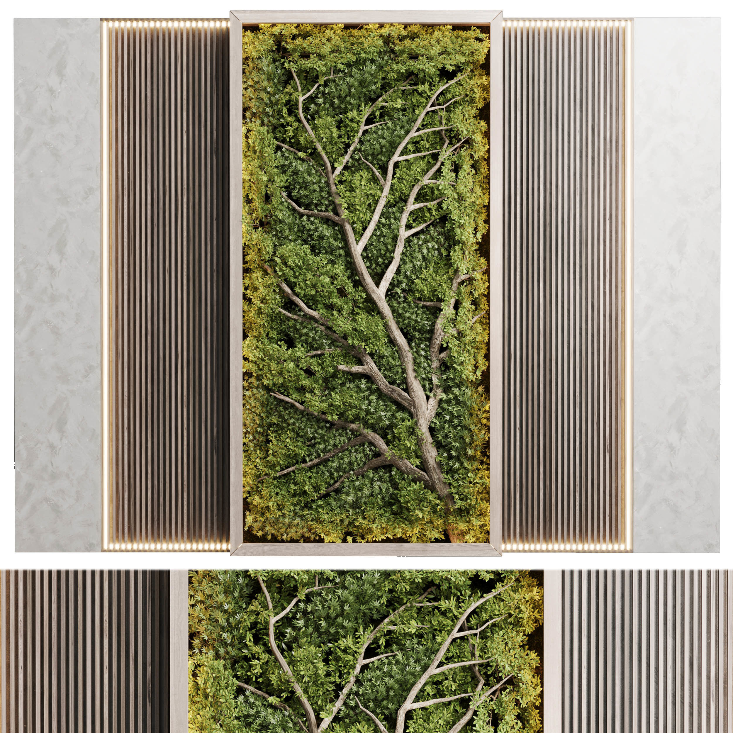 3D model Vertical Wall Garden With Wooden frame 48 VR / AR / low-poly ...