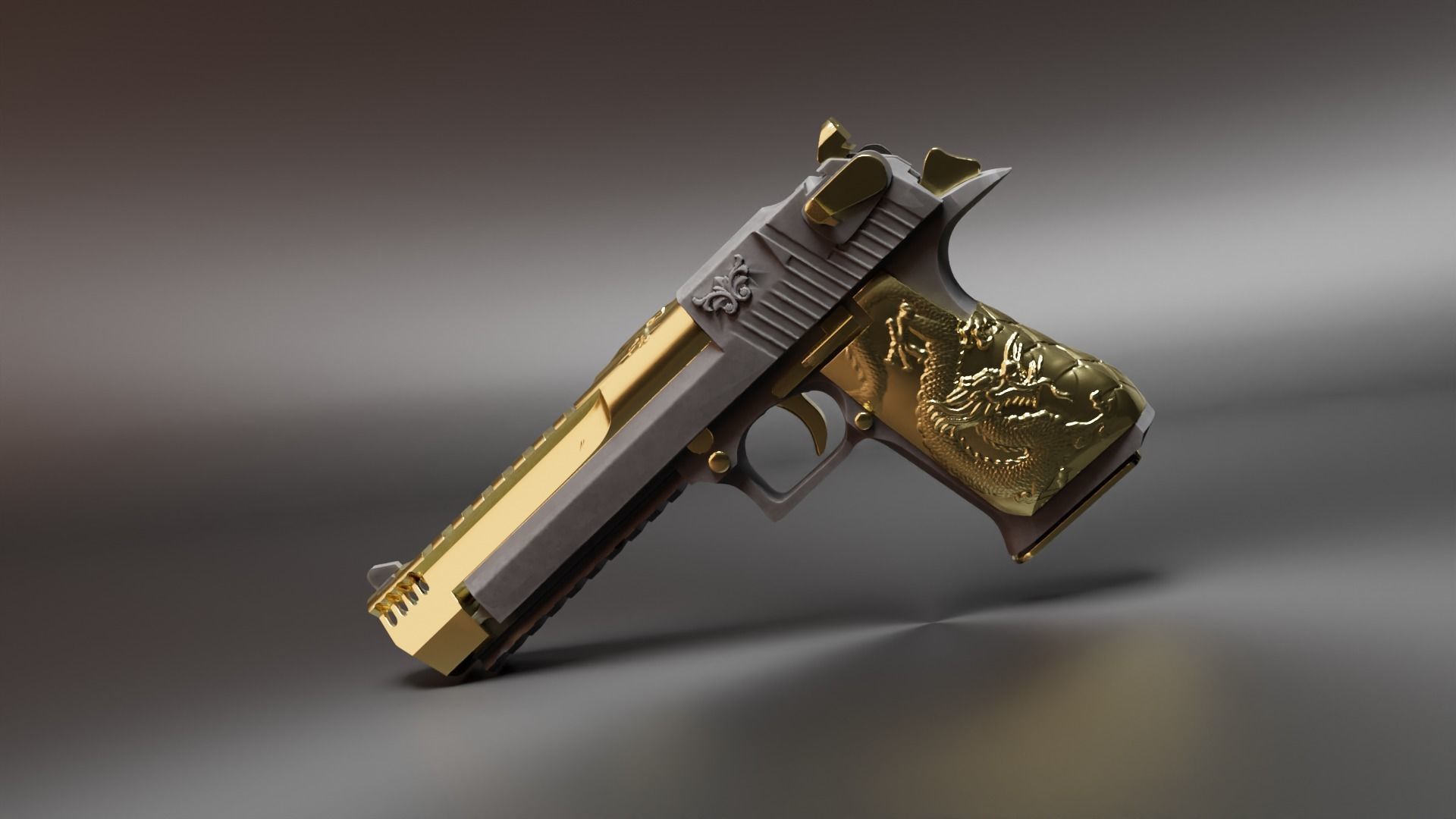 Gold Black 3D model Desert Eagle Guns Dragon Style free 3D model | CGTrader