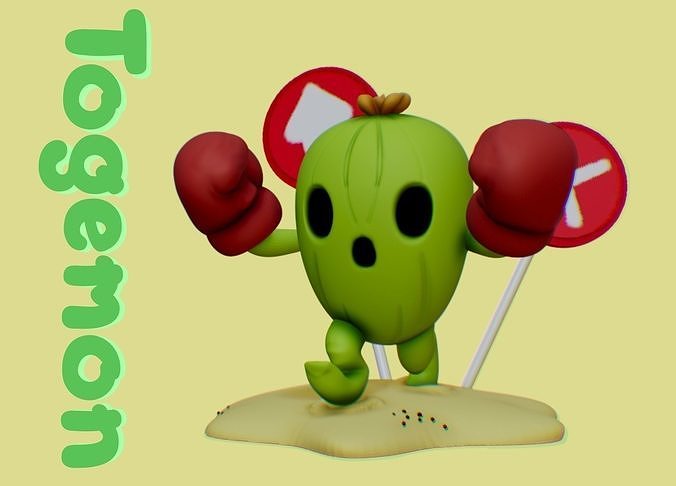 Togemon cartoon character in boxing ring 3D model 3D printable | CGTrader