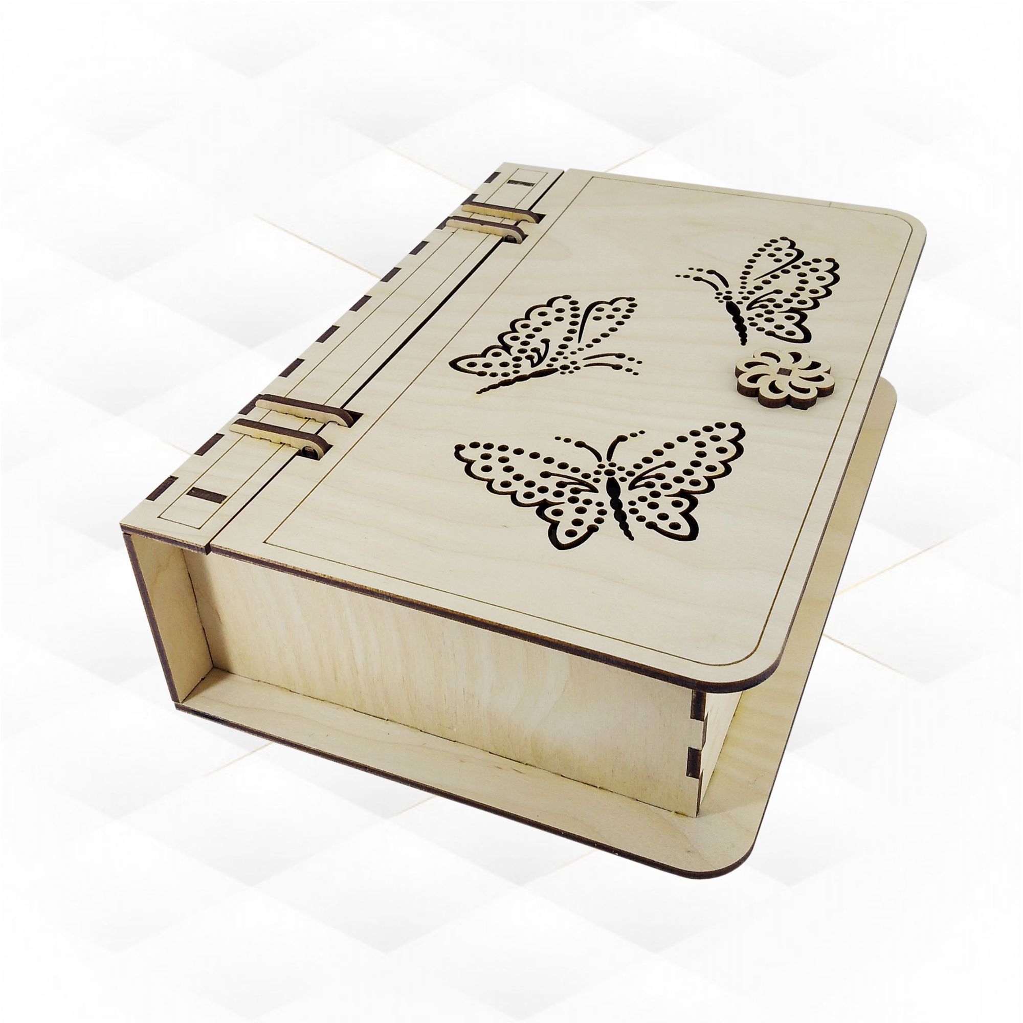 Gift box design laser cutting Butterfly pattern svg dxf files 3D model ...