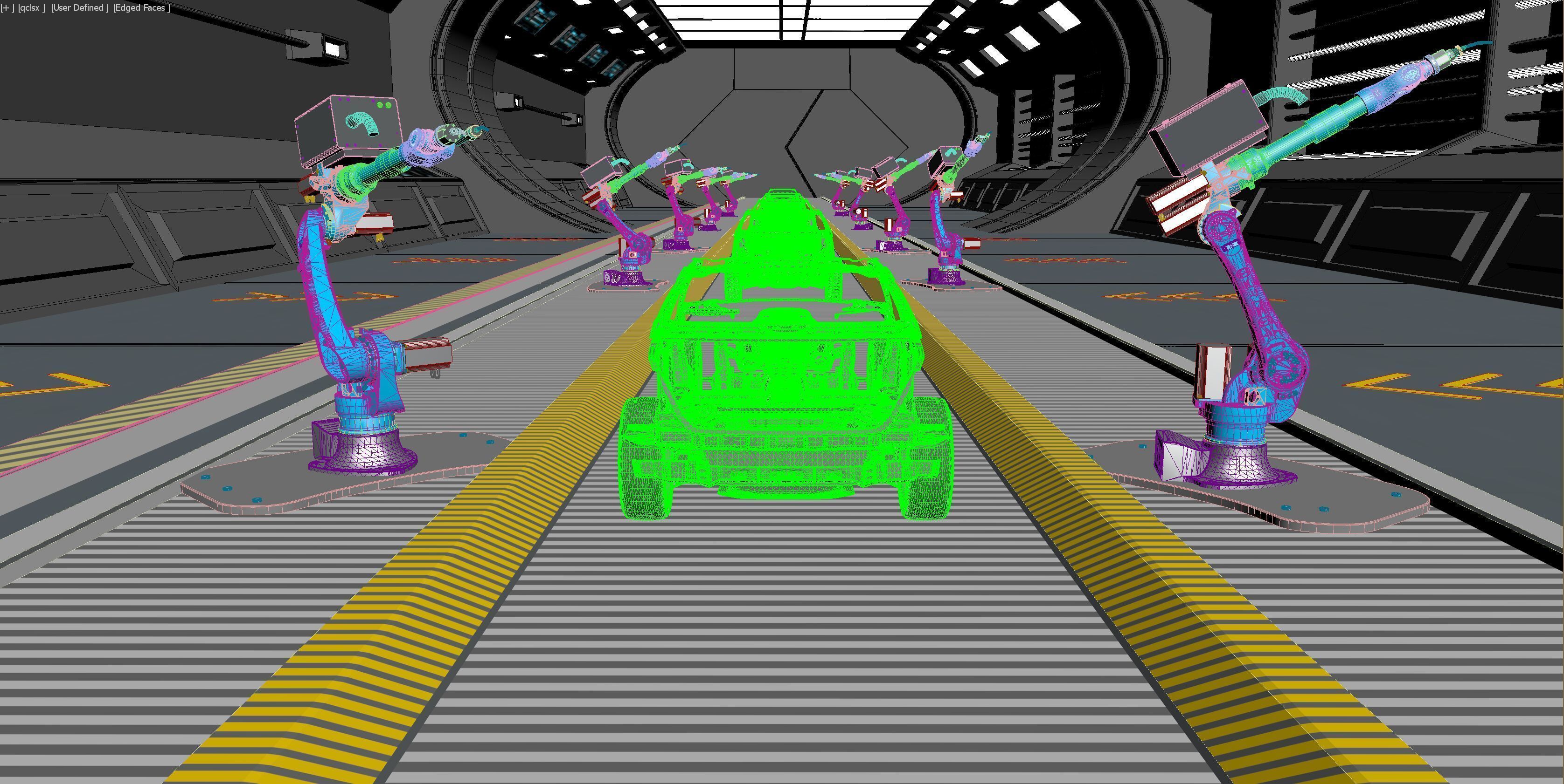 Automobile production line 3D model animated rigged | CGTrader