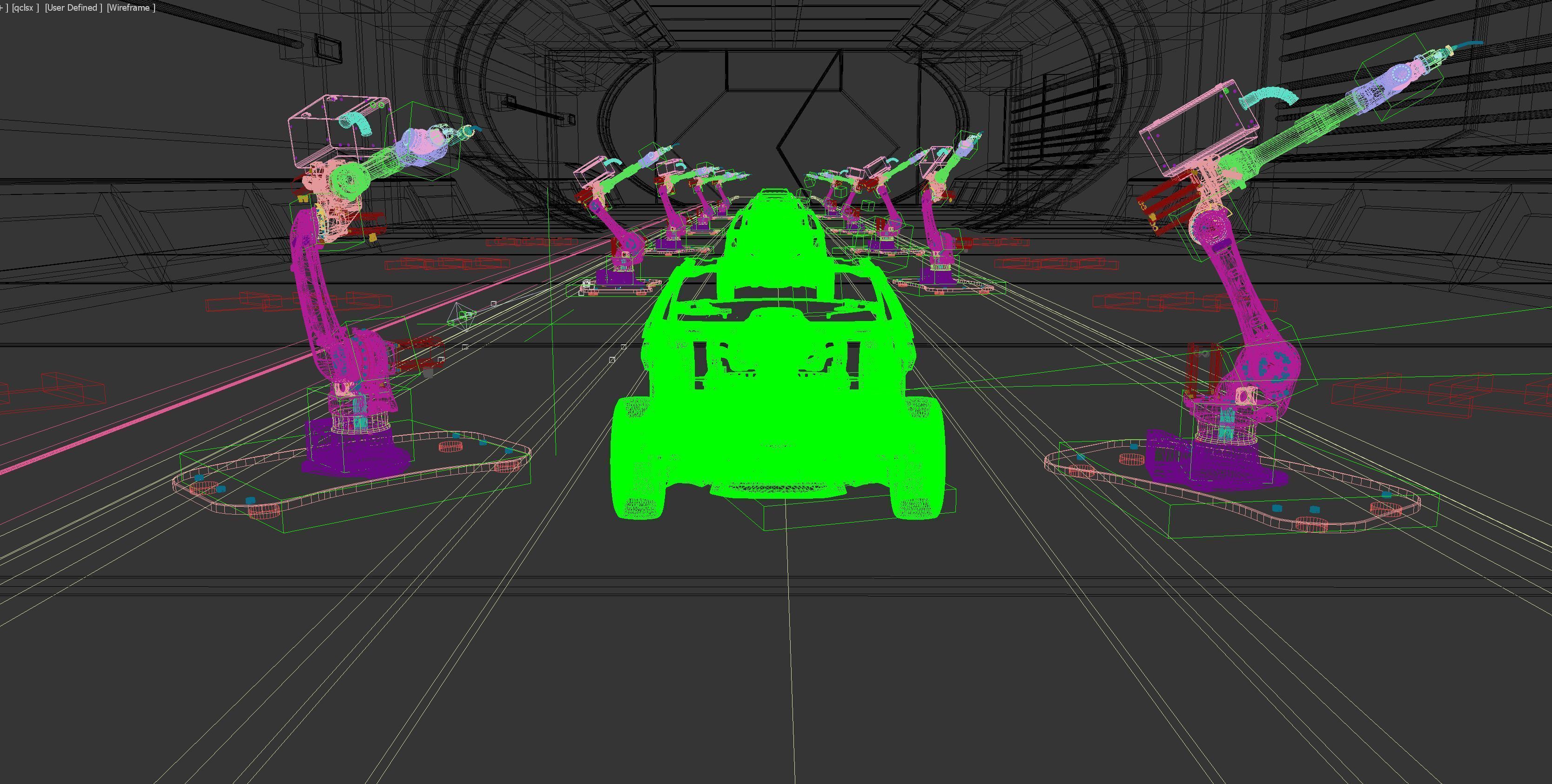 Automobile production line 3D model animated rigged | CGTrader