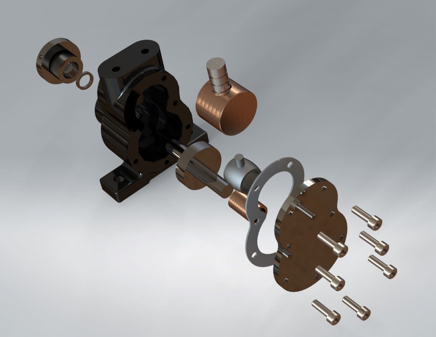 Rotary Piston Oil Pump - Solidworks Tutorial 3D model animated | CGTrader