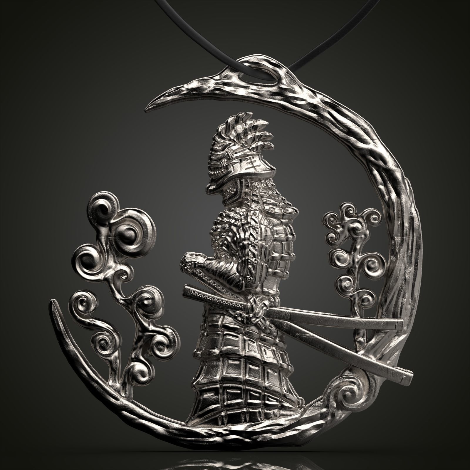 Samurai Oni Pendant 3D model 3D printable | CGTrader