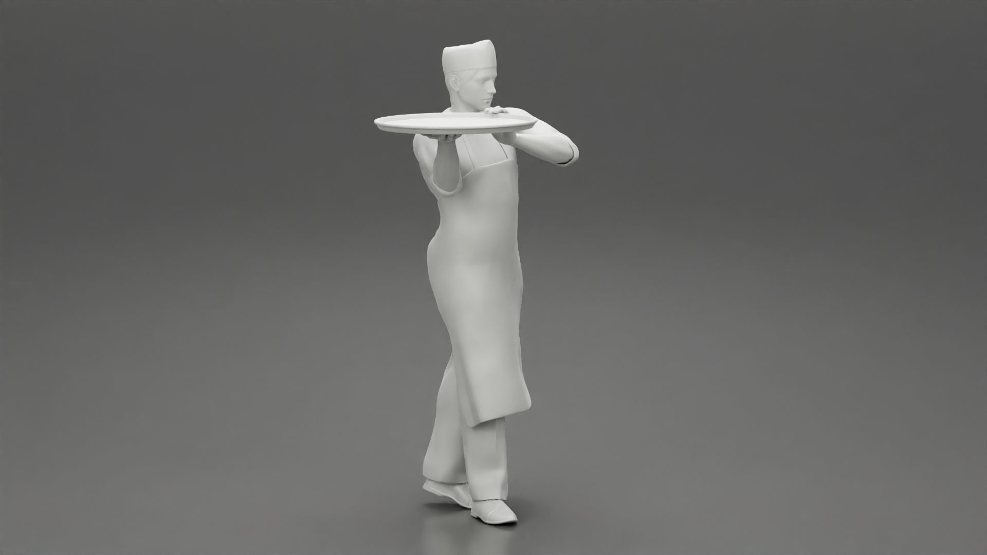 Waiter carrying a server tray 3D model 3D printable | CGTrader