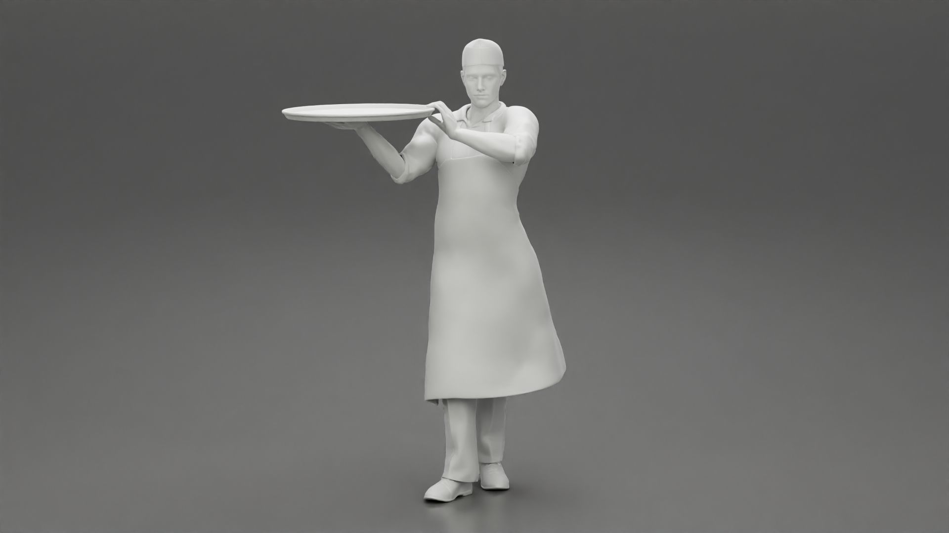 Waiter carrying a server tray 3D model 3D printable | CGTrader