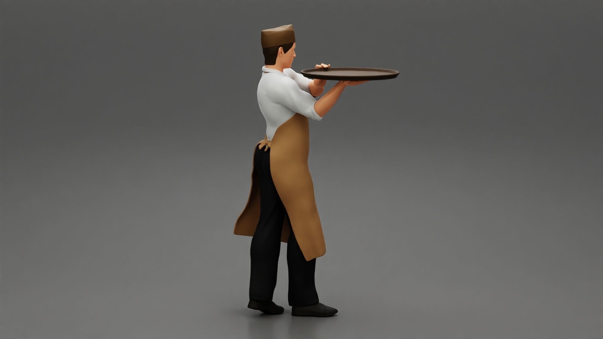 Waiter carrying a server tray 3D model 3D printable | CGTrader