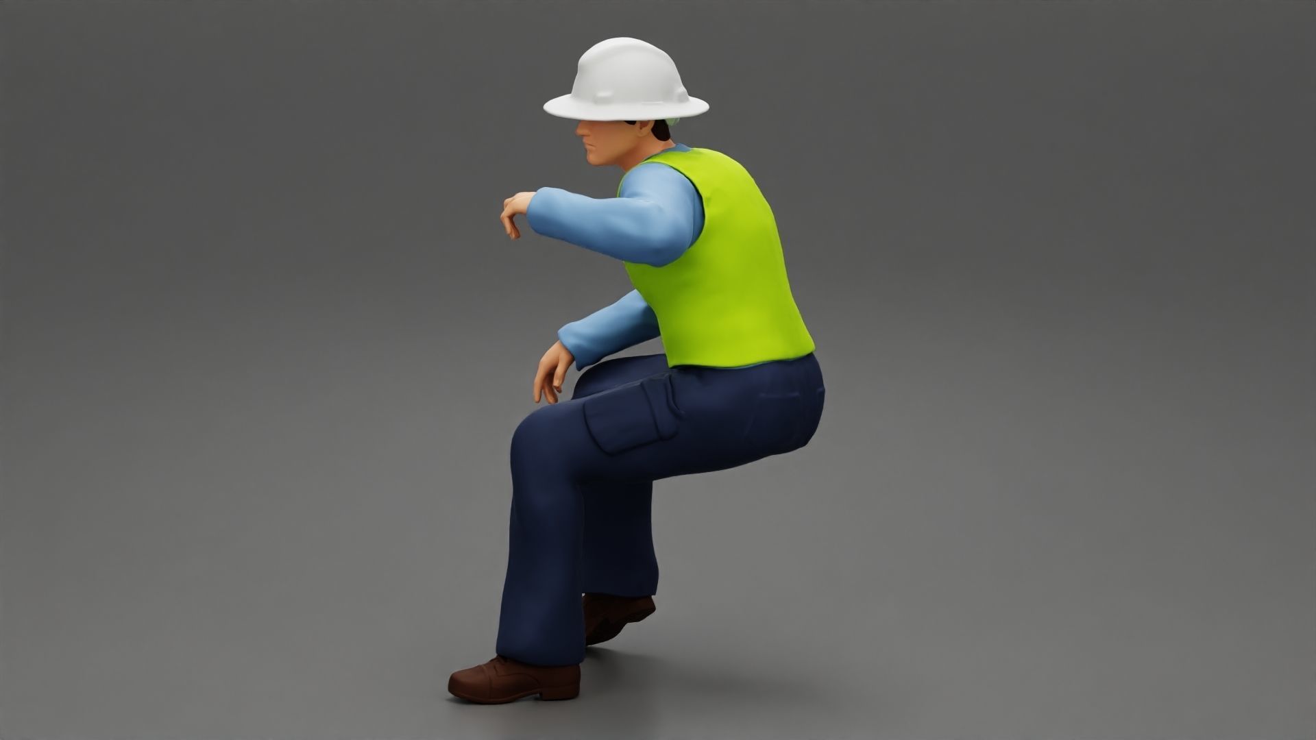 Construction worker sitting relaxing after work 3D model 3D printable ...