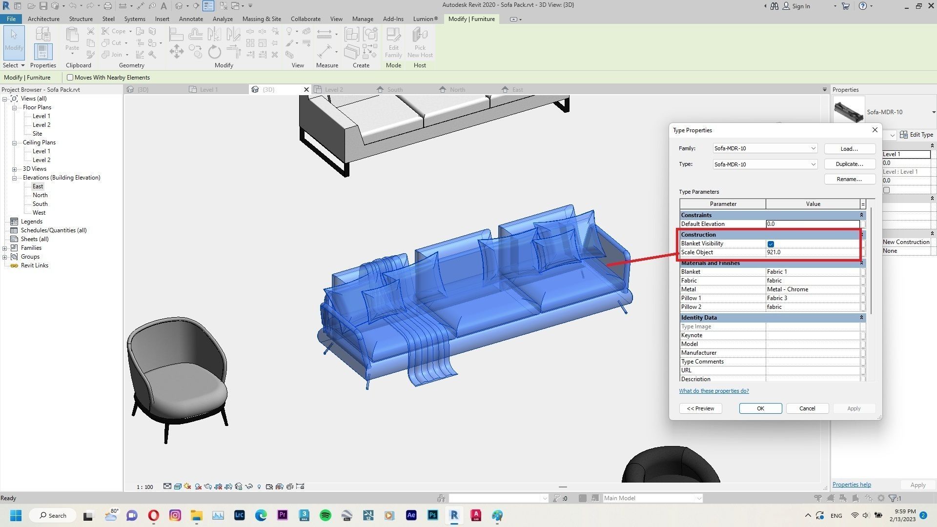 Sofa Pack Revit Family Interior 3D model | CGTrader
