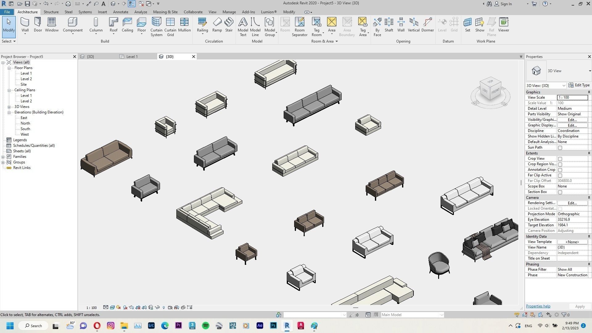 Sofa Pack Revit Family Interior 3D model | CGTrader