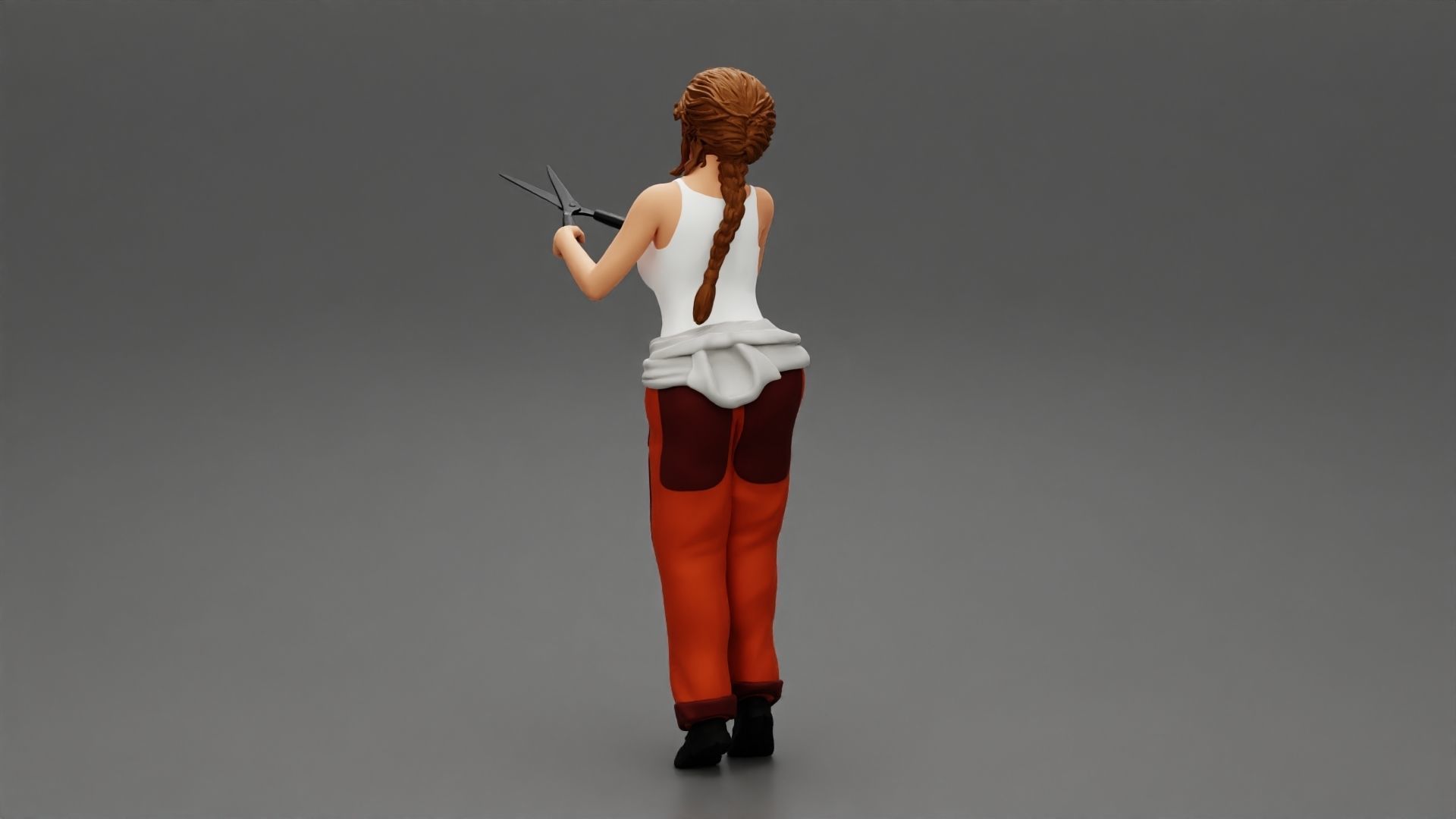 woman Farmer Cutting Tree With big Scissors 3D model 3D printable ...