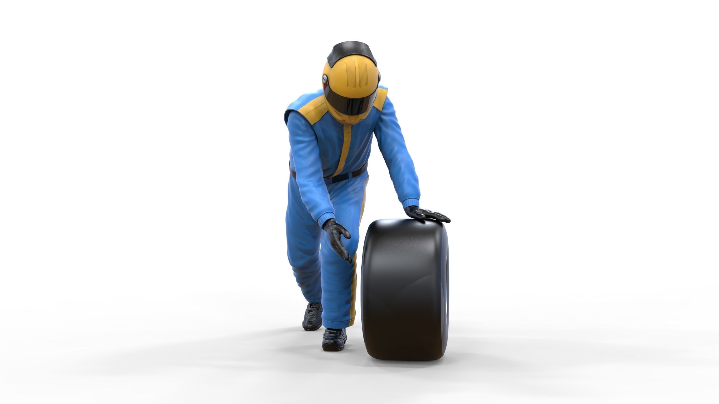 N3 Pit crew with tire 3D model 3D printable | CGTrader