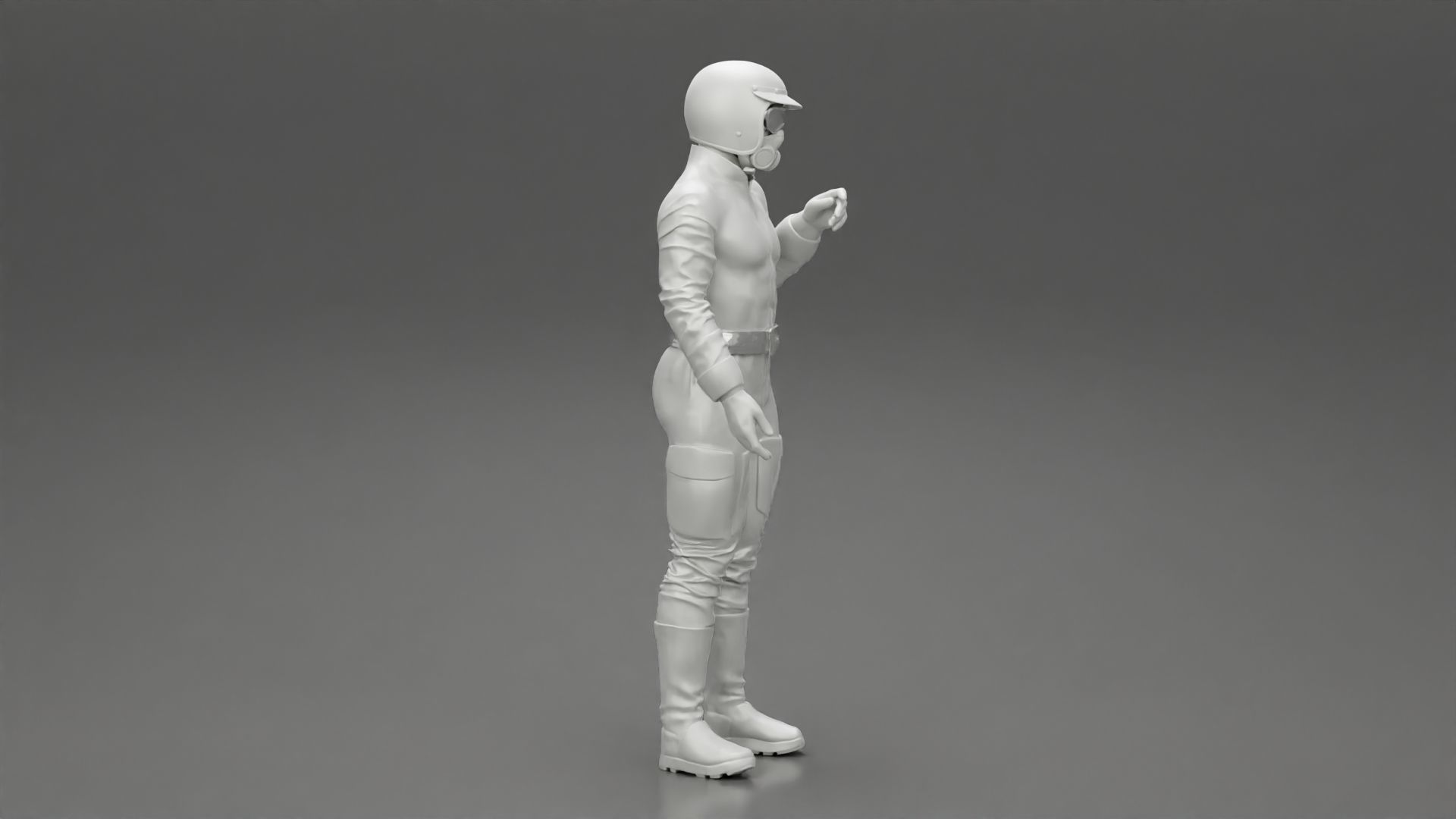 Drag Racing driver standing in a gas mask 3D model 3D printable | CGTrader