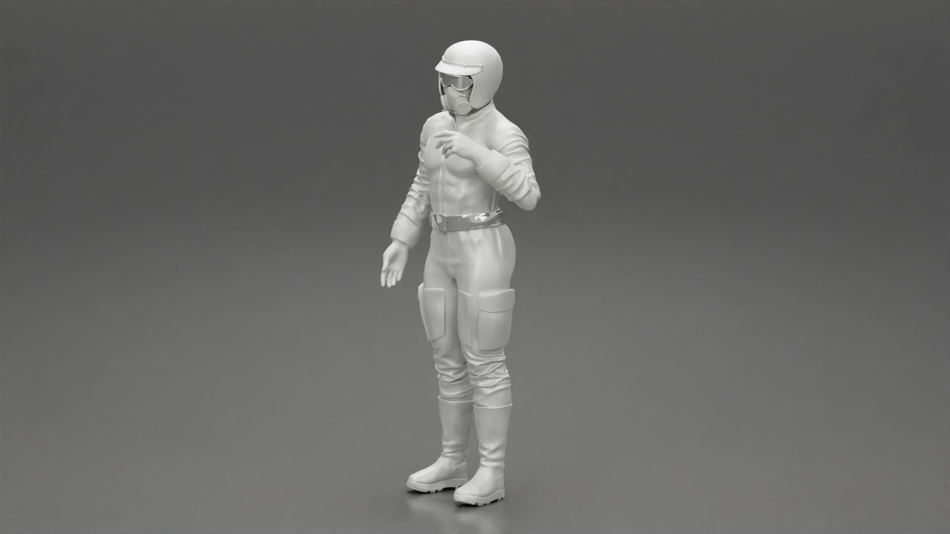 Drag Racing driver standing in a gas mask 3D model 3D printable | CGTrader