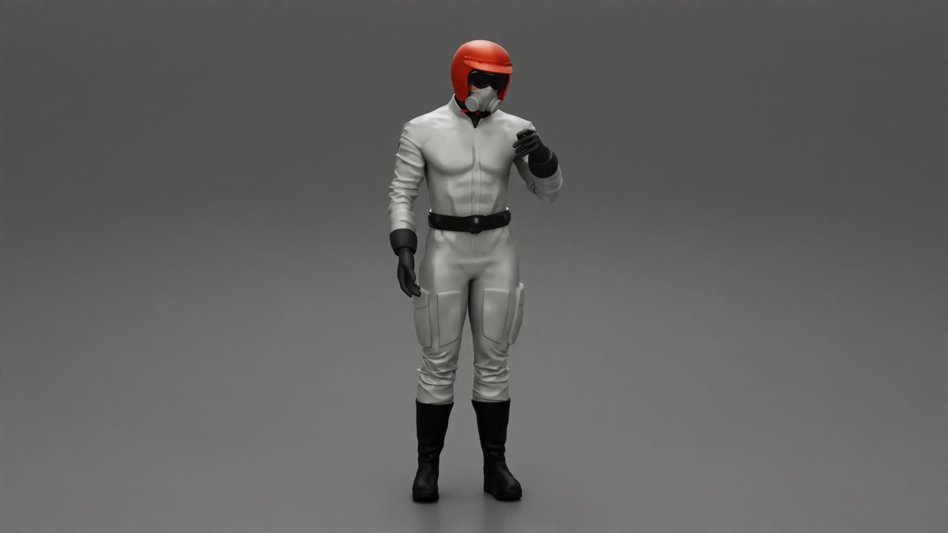 Drag Racing driver standing in a gas mask 3D model 3D printable | CGTrader