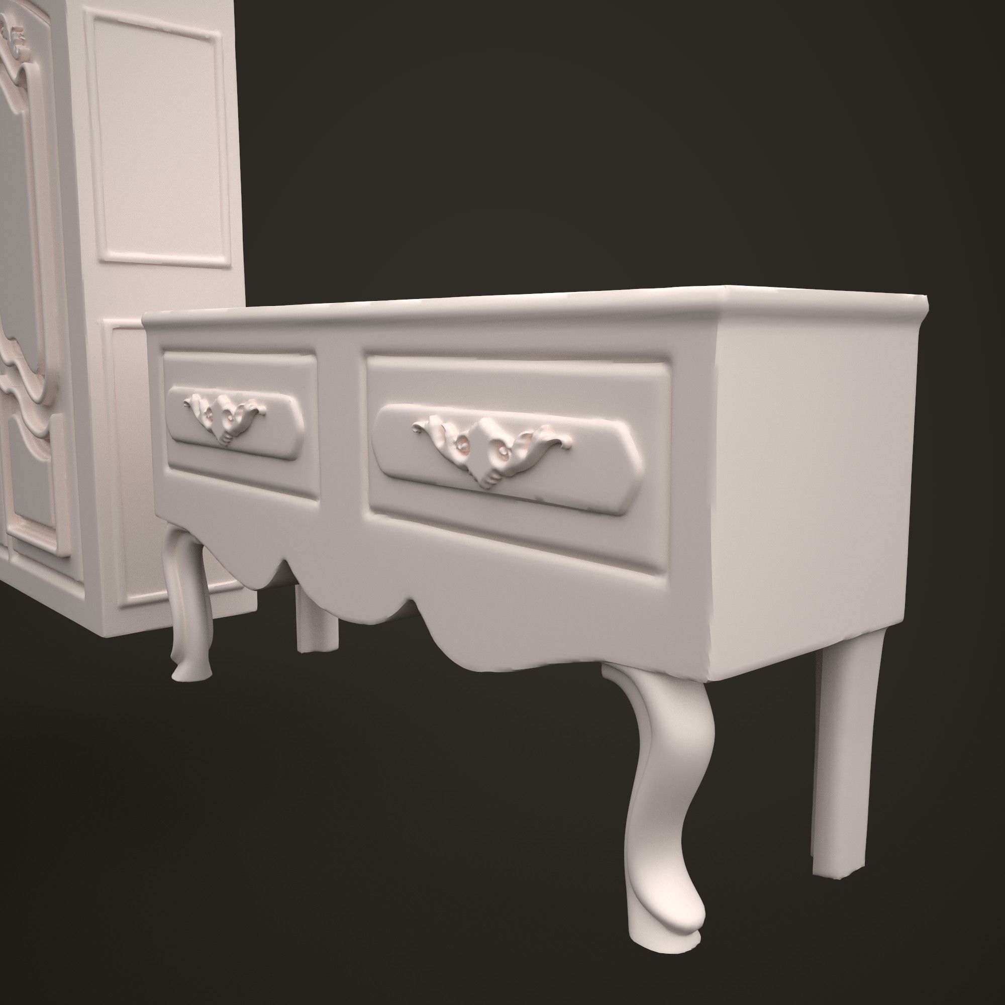 ANTIQUE WARDROBE - VINTAGE CLOSET - RUSTIC - FRENCH ROCOCO STYLE 3D ...