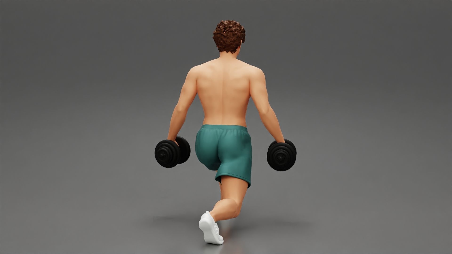 man working out in gym doing exercises with dumbbell for legs 3D model ...