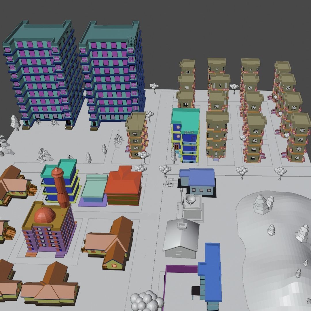 Beautiful cartoon city free VR / AR / low-poly 3D model | CGTrader